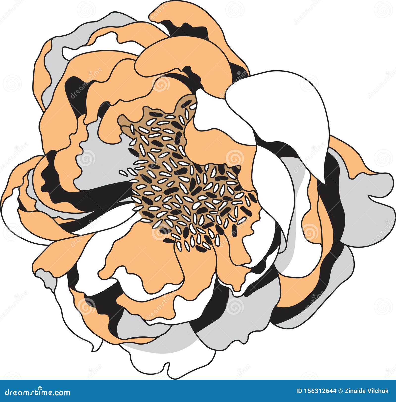 Simple Vector Clip Art Peony Flower Image Stock Vector - Illustration ...