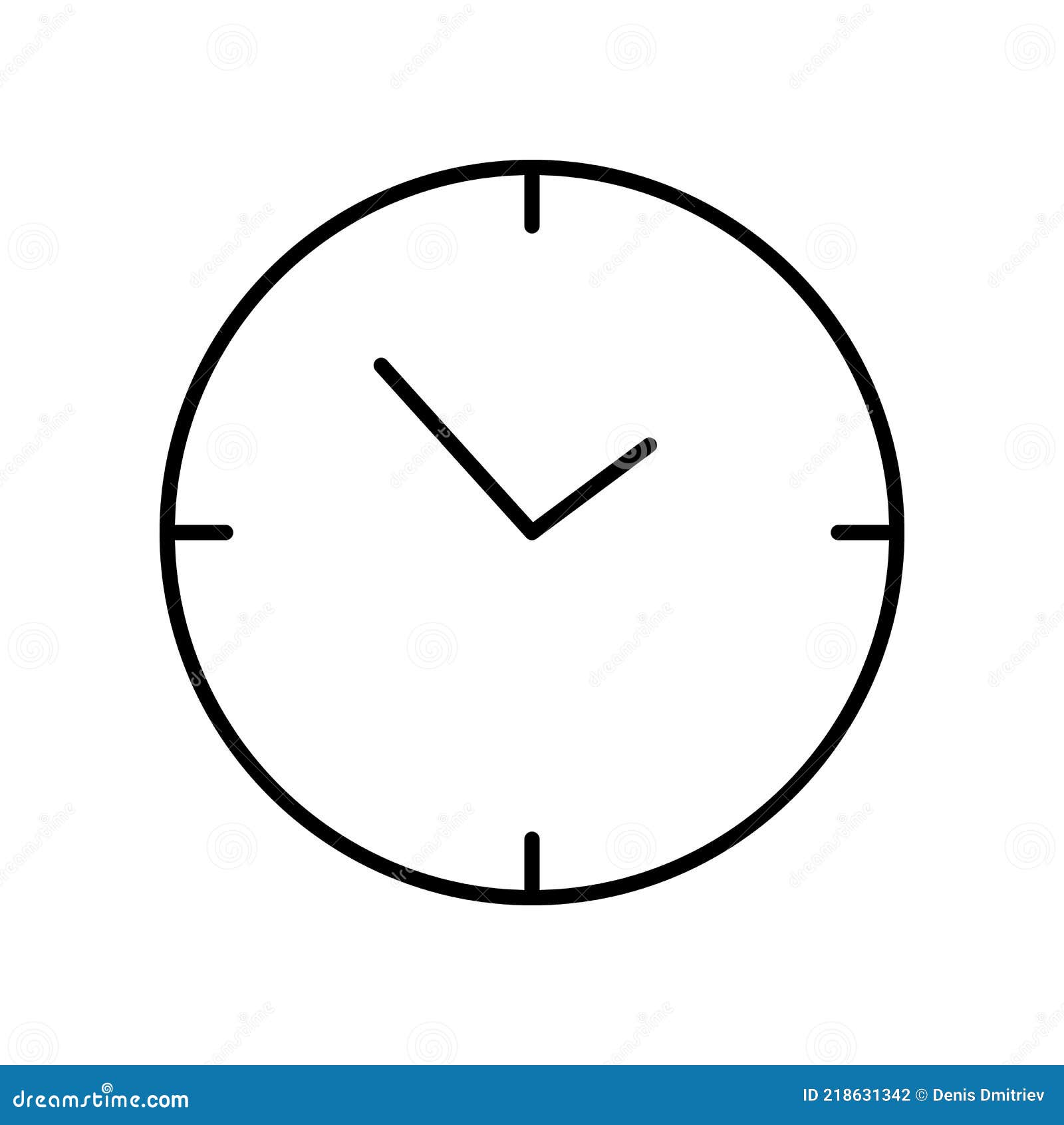 Simple Vector Clock Icon Black on White Background. Time Style Image ...