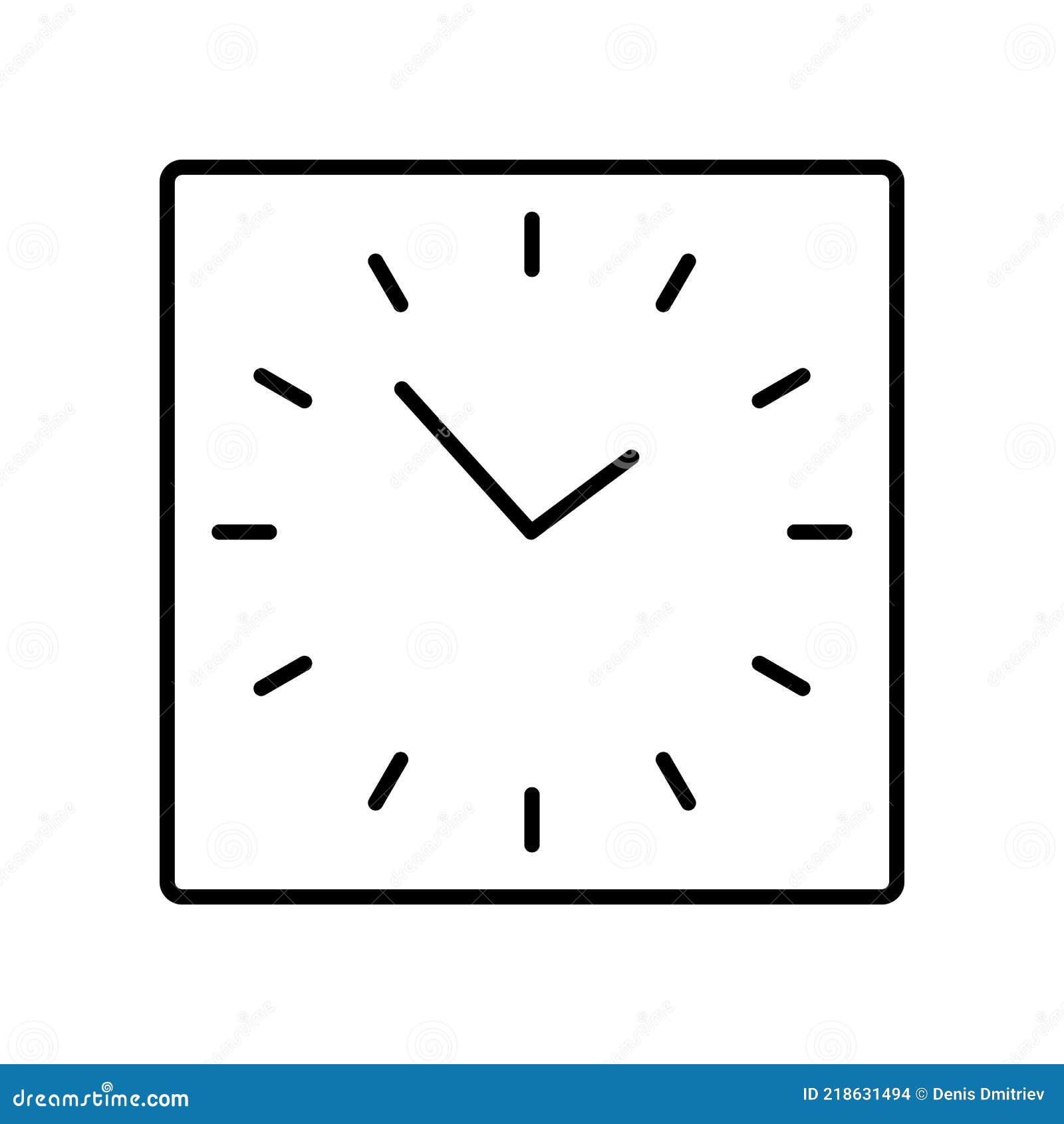 Simple Vector Clock Icon Black on White Background. Time Style Image ...
