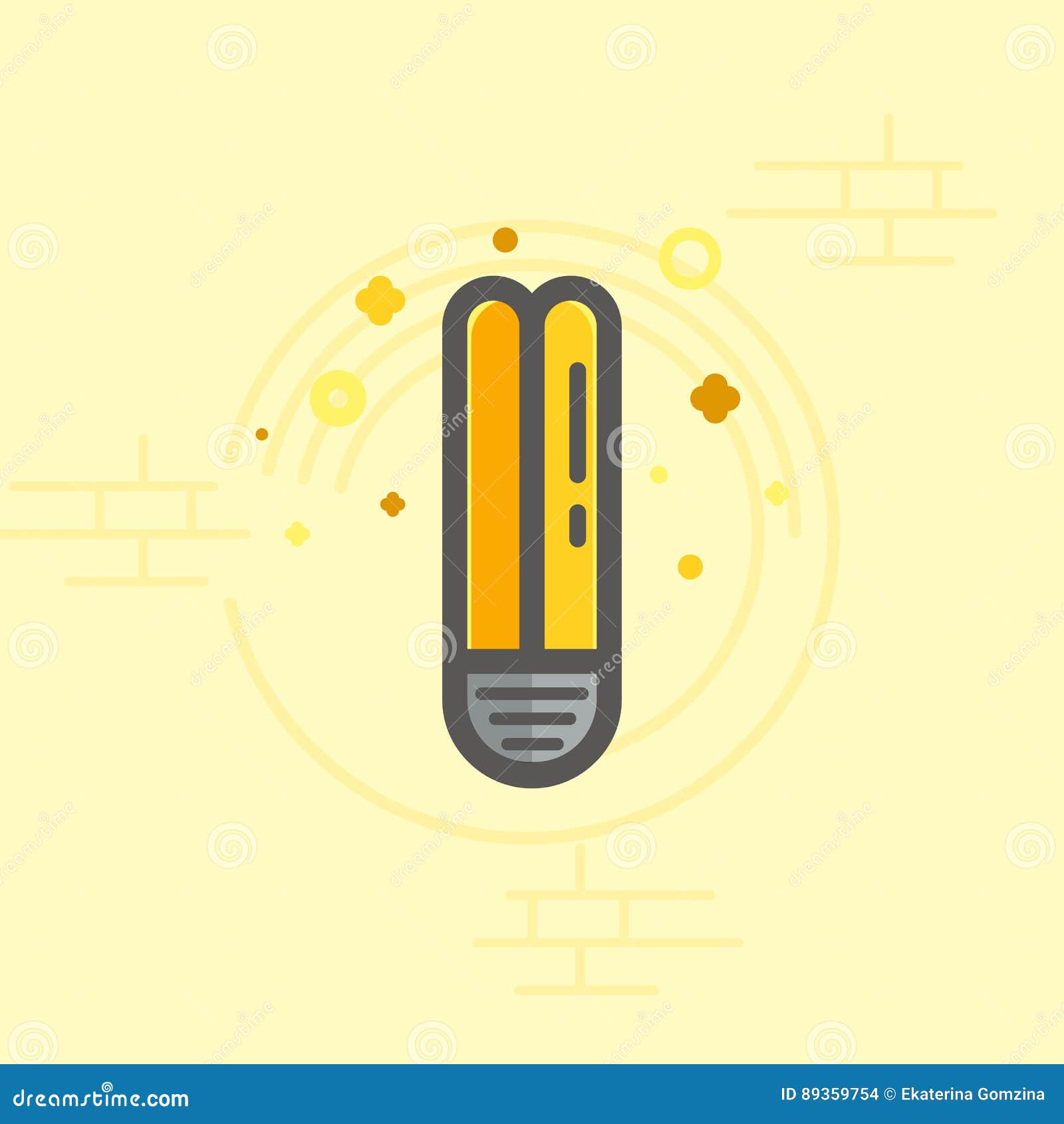 Simple Vector Color Icon of a Day Light Bulb. Double Light Stock Vector ...
