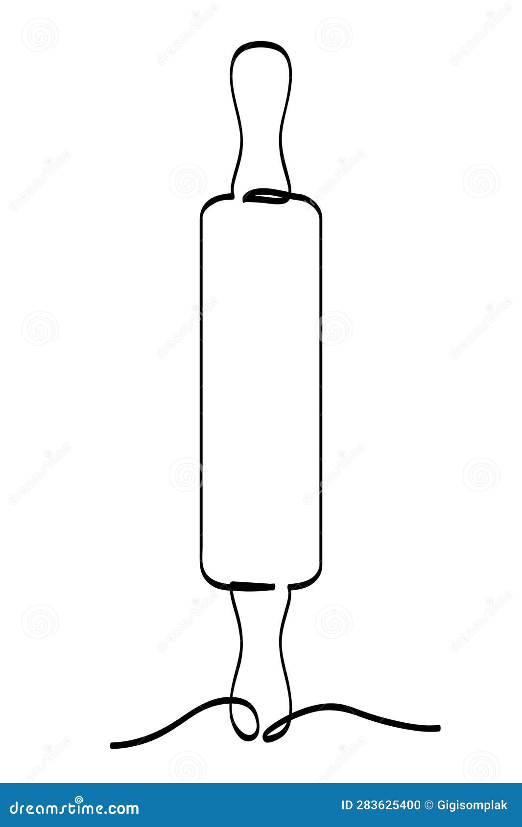 Simple Vector Continuous Rolling Pin, Line Art Isolated on White Stock ...