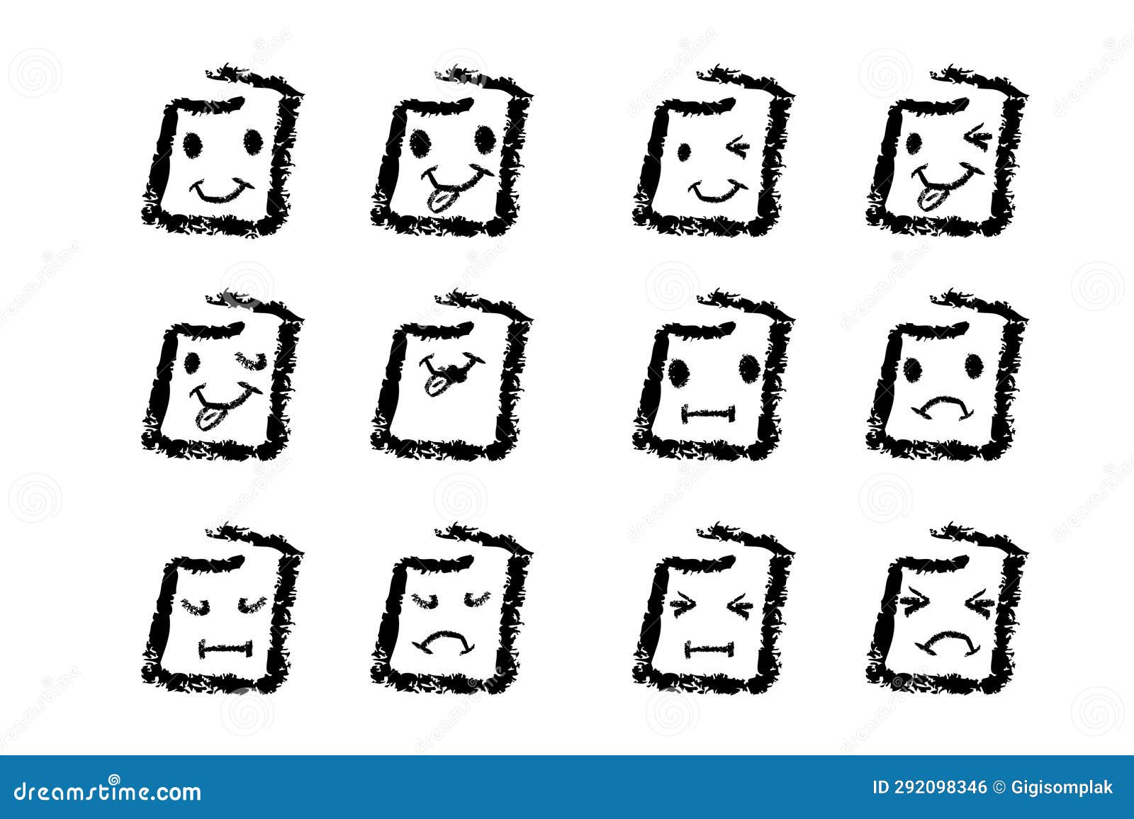Square Emotion Icon Face Irony Cartoon Illustration | CartoonDealer.com ...
