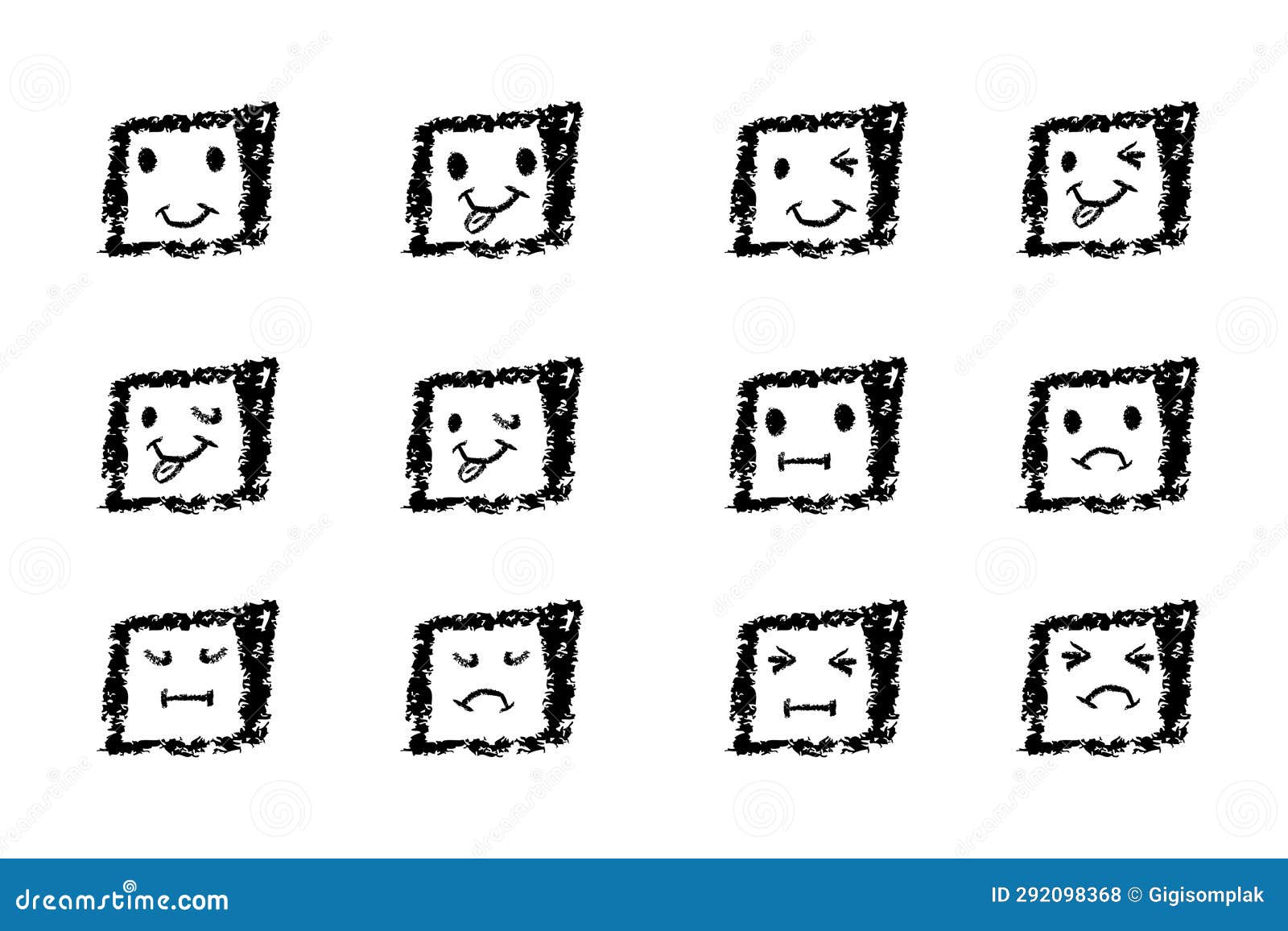 Square Emotion Icon Face Irony Cartoon Illustration | CartoonDealer.com ...