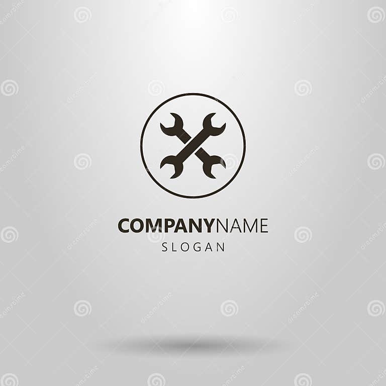 Simple Vector Crossed Spanners Logo in a Round Frame Stock Illustration ...