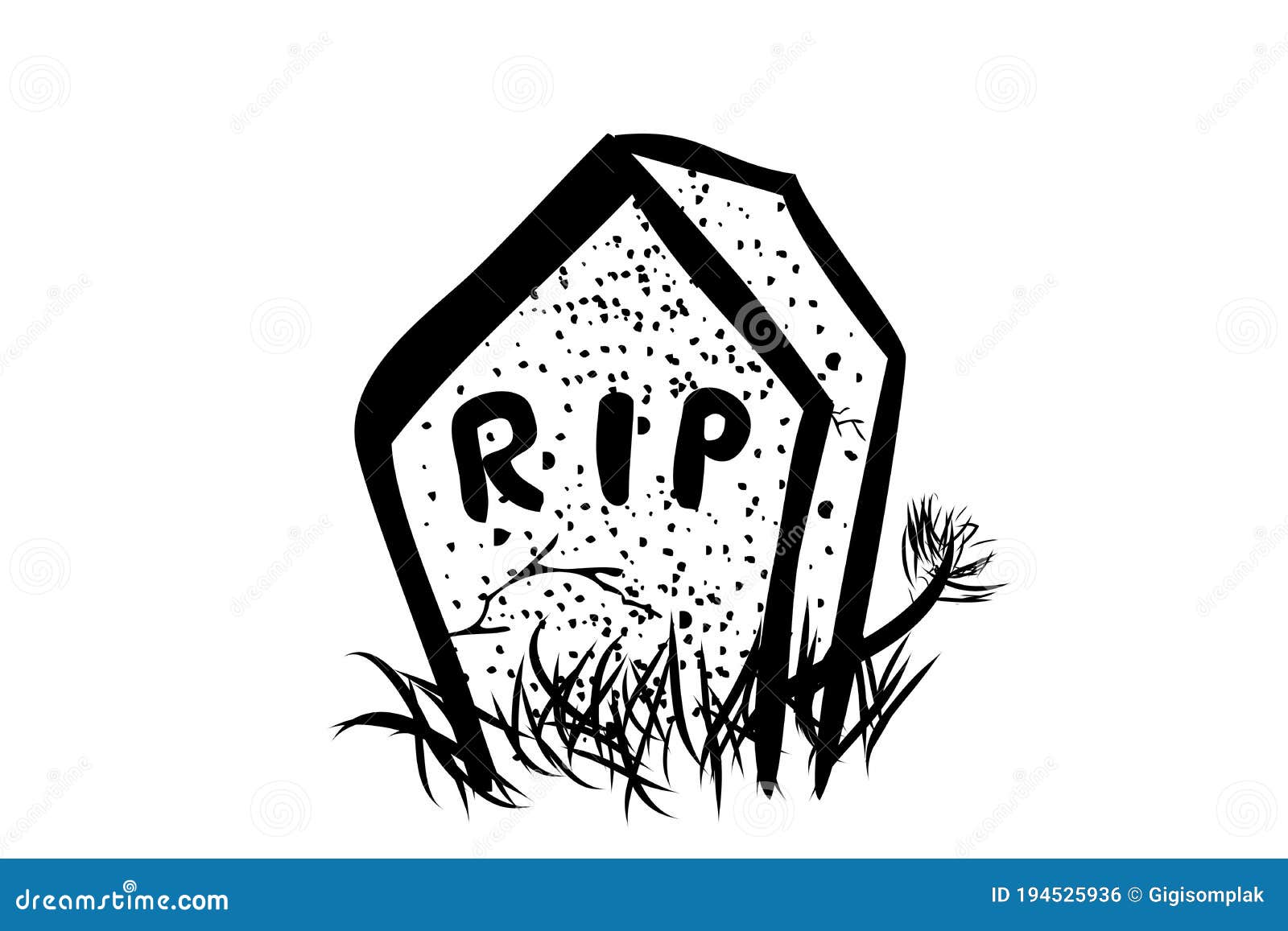 Simple Vector Doodle Hand Draw Sketch, Christian Stone Grave and Grass ...