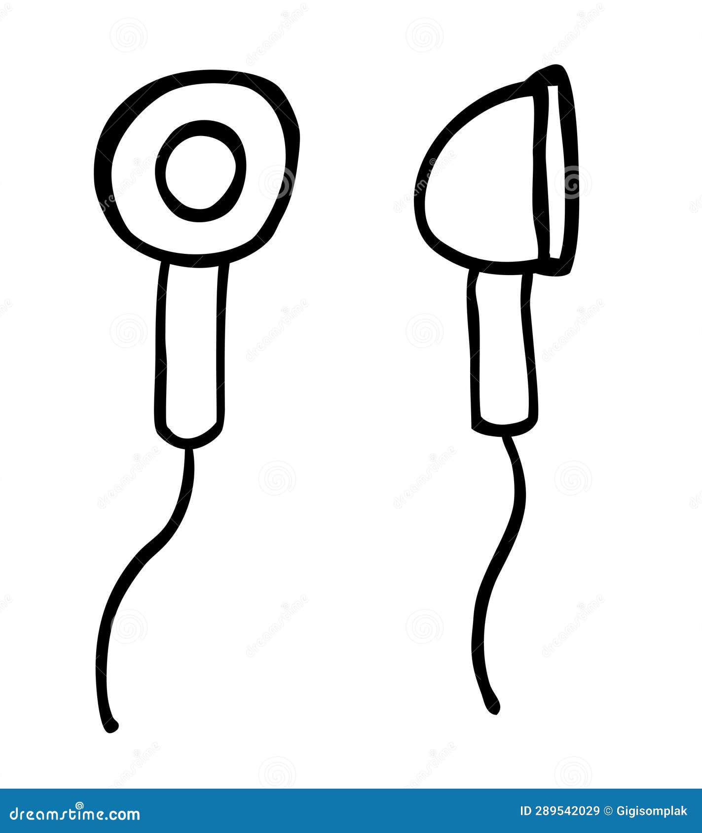 Simple Vector Doodle Sketch Wired Earphone, Isolated on White Stock ...