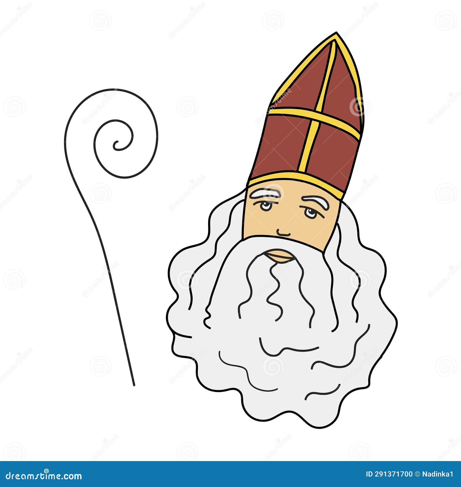 Simple Vector Drawing. St. Nicholas Day, Sinterklaas in a Red Miter ...