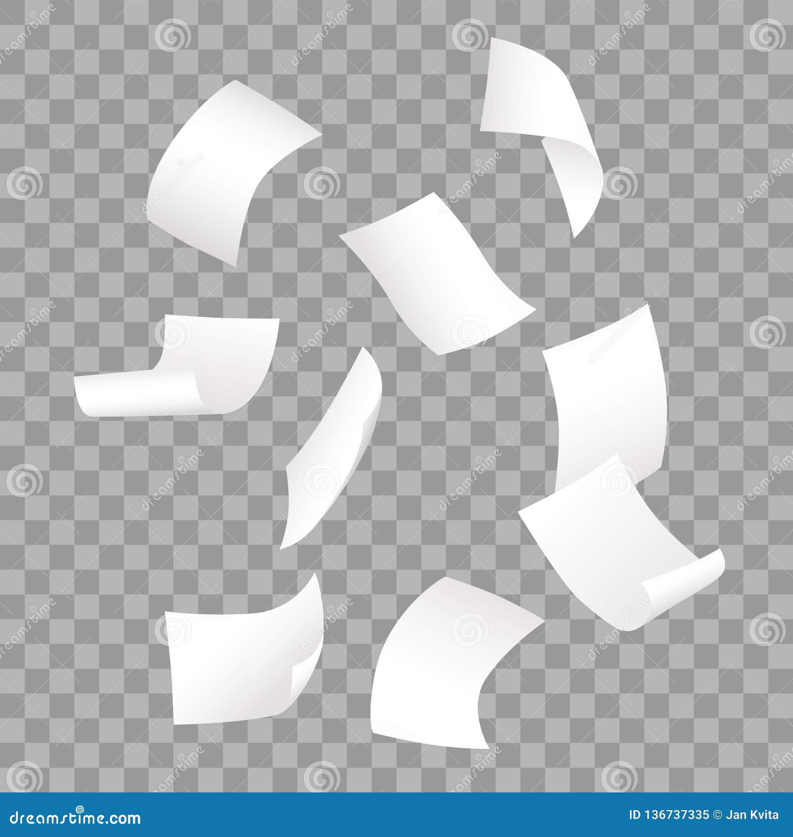 Simple Vector Of Falling White Blank Papers On Transparent Background ...