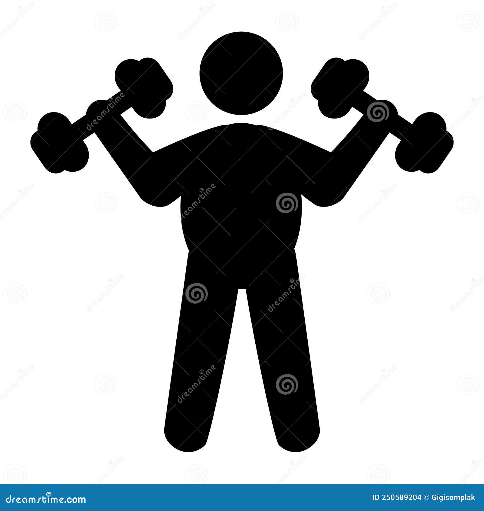 Simple Vector Fat Stick Man, Stick Man Workout Using Dumbbell, Isolated ...