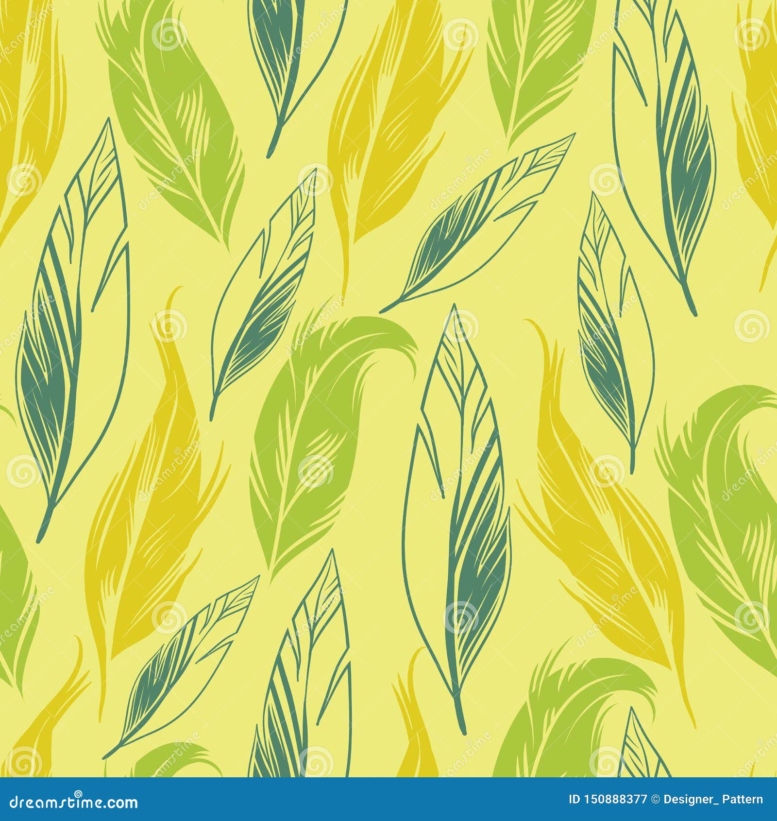 Simple Vector Feather Seamless Pattern Background Stock Vector ...