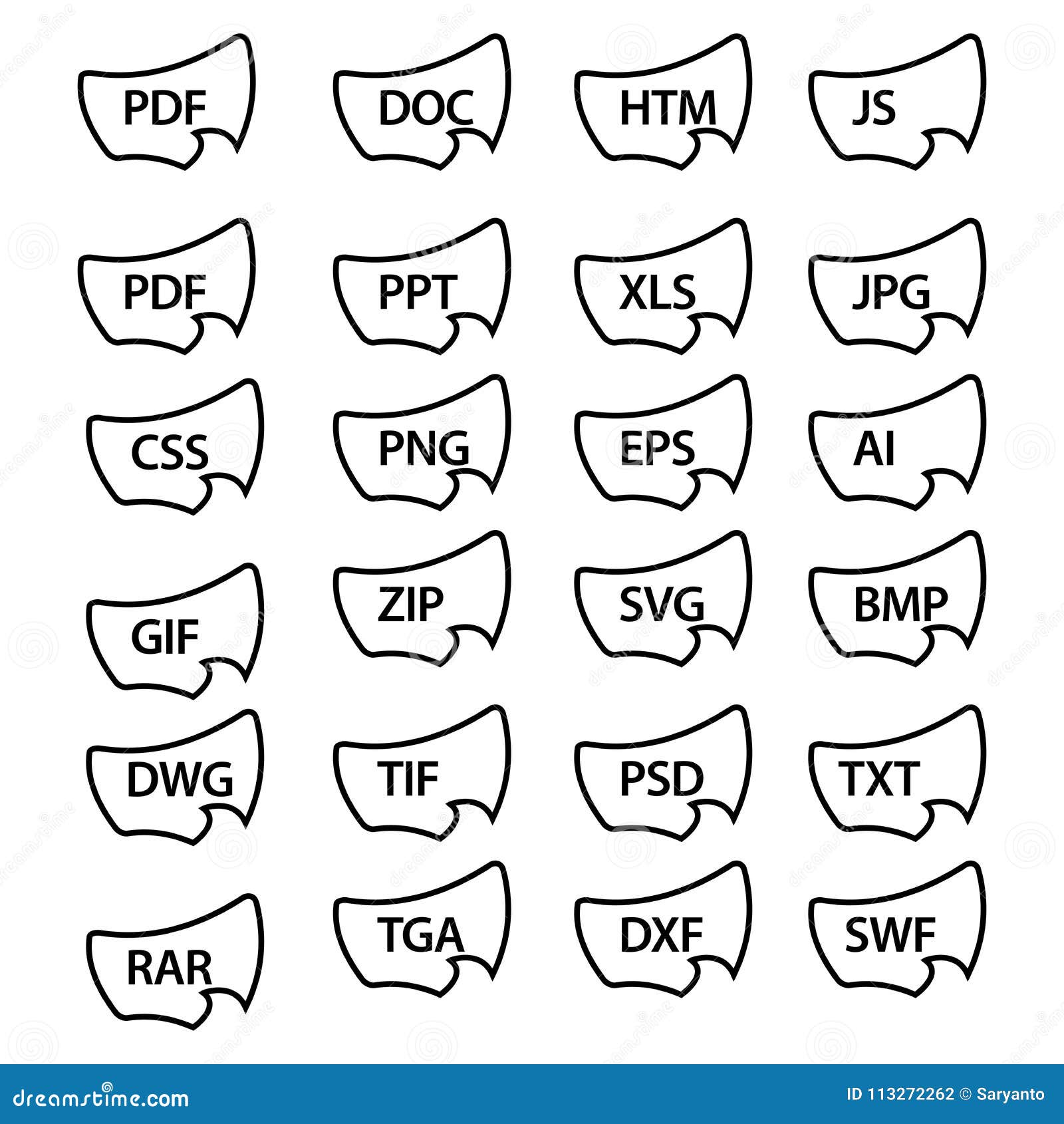 Simple Vector File Extensions Icons Set: Pdf, Doc, Htm, Js, Xls, Etc ... Simple Vector File Extensions Icons Set: Pdf, Doc, Htm, Js, Xls, Etc ...