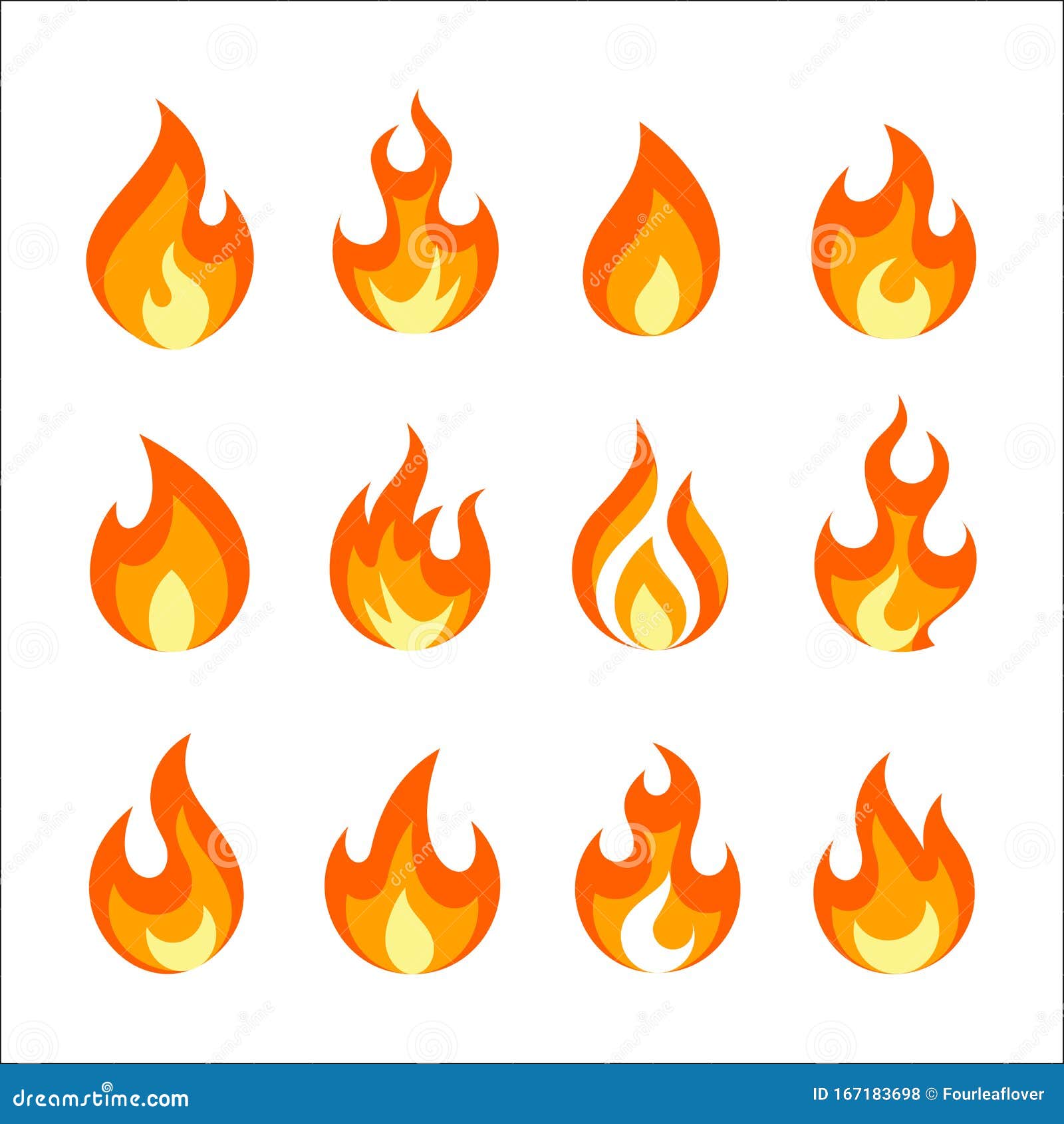 Set Of Flame Icons. Fire Symbols. Vector Illustration | CartoonDealer ...