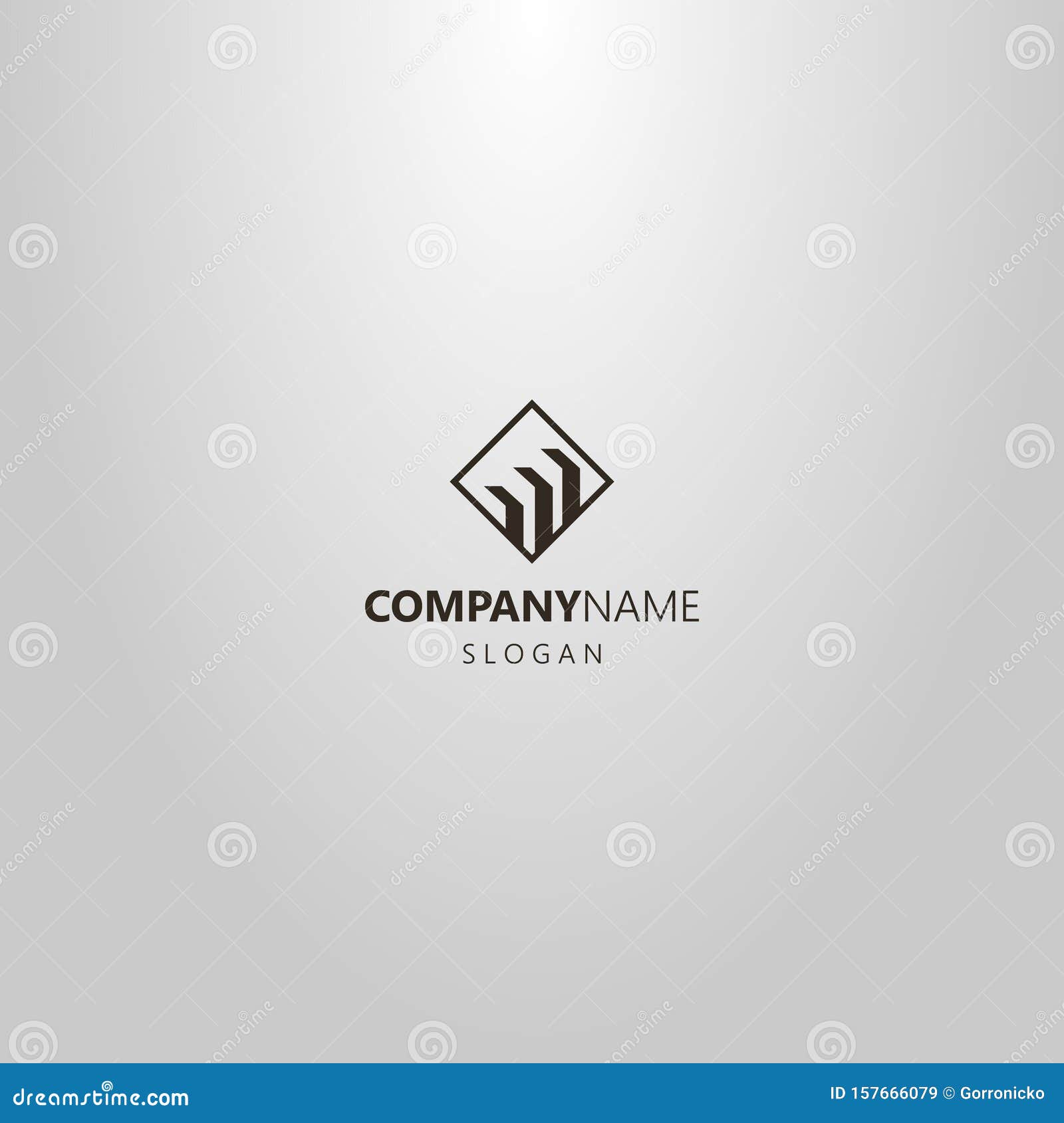 Simple Vector Flat Art Logo of Three Rectangular Shapes in a Diamond ...