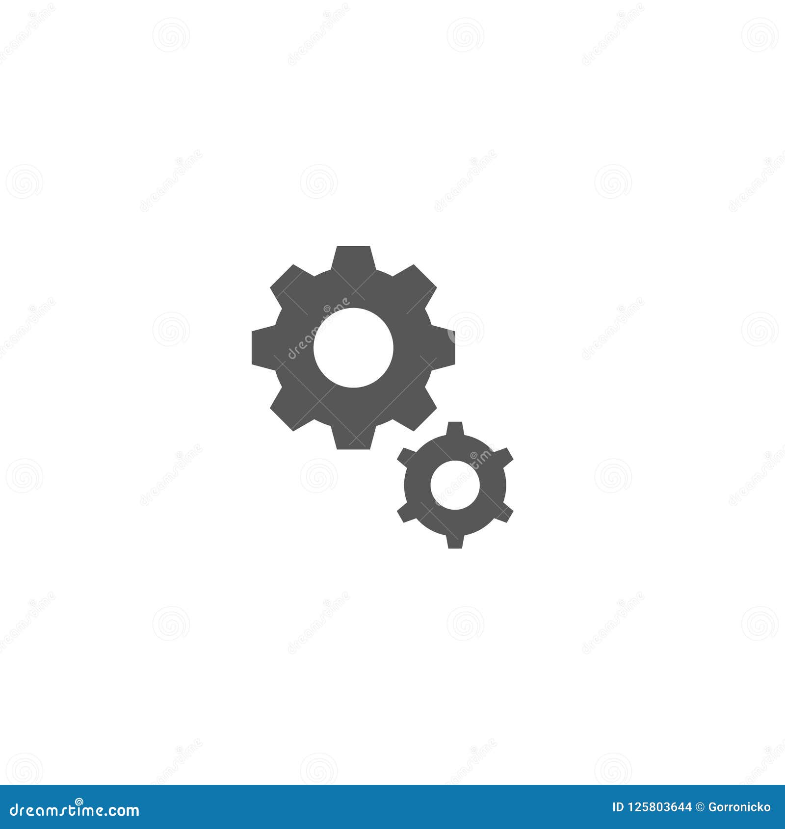 Simple Vector Flat Art Outline Icon of Two Gears Stock Illustration ...