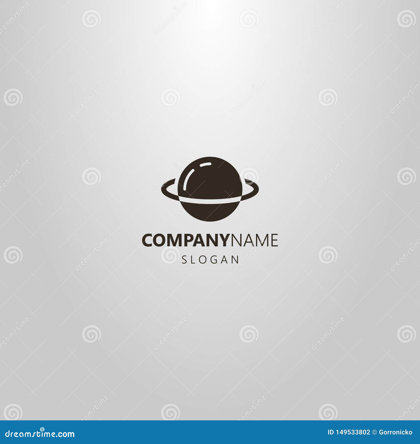 Simple Vector Flat Art Outline Logo of the Cartoon Planet Saturn Stock ...