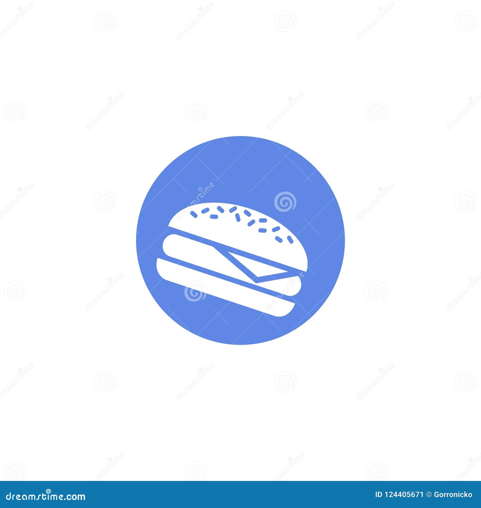 Simple Vector Flat Art Round Icon of a Burger Stock Illustration ...
