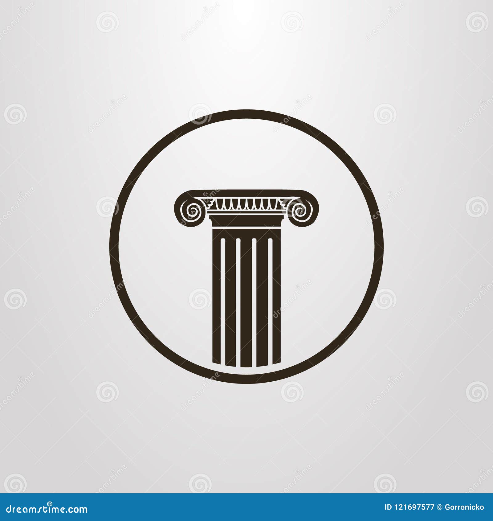 Simple Vector Flat Art Symbol of Greek Column in a Round Frame Stock ...