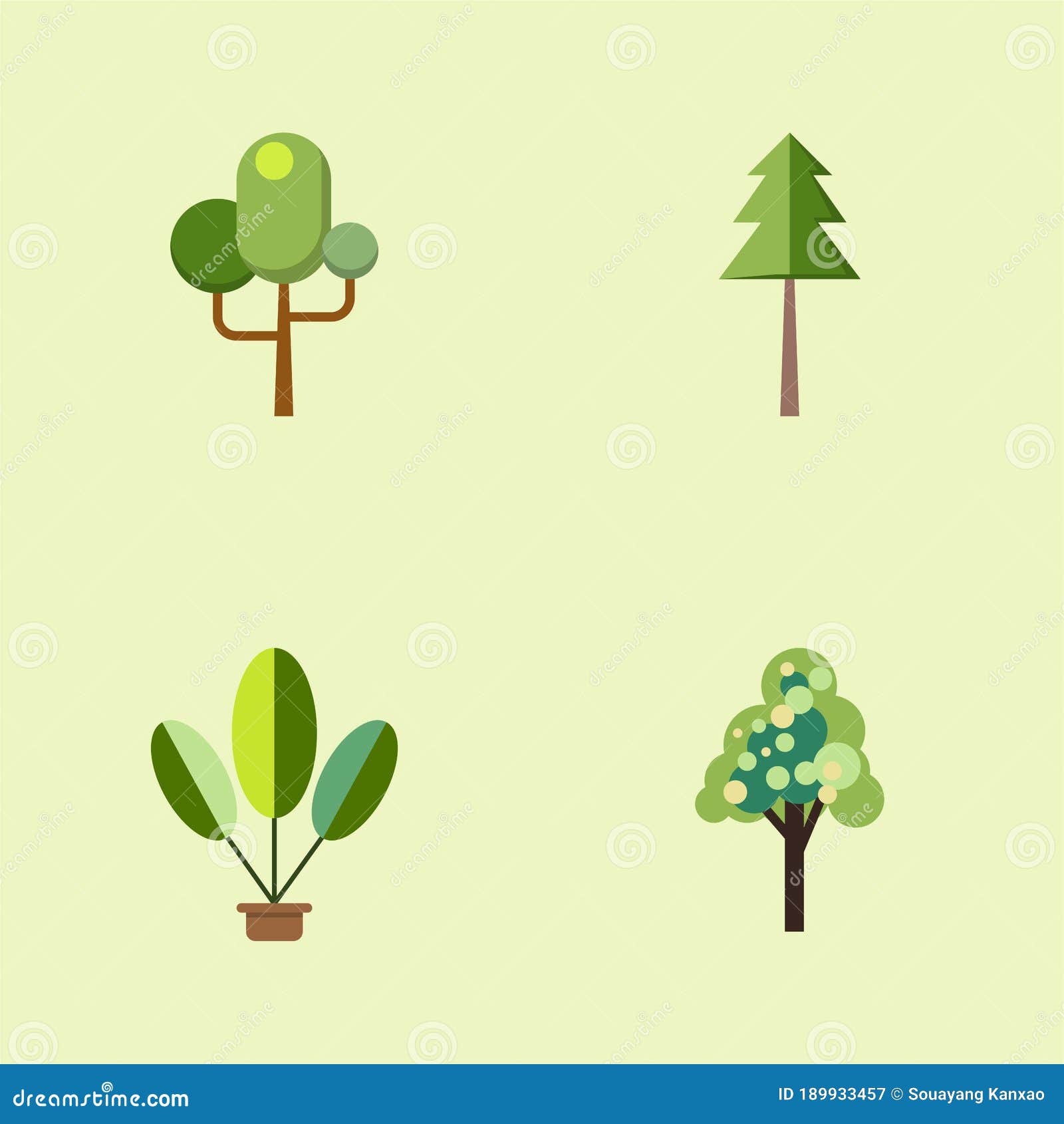 Simple Vector Flat Icon Set of Nature Tree Stock Vector - Illustration ...