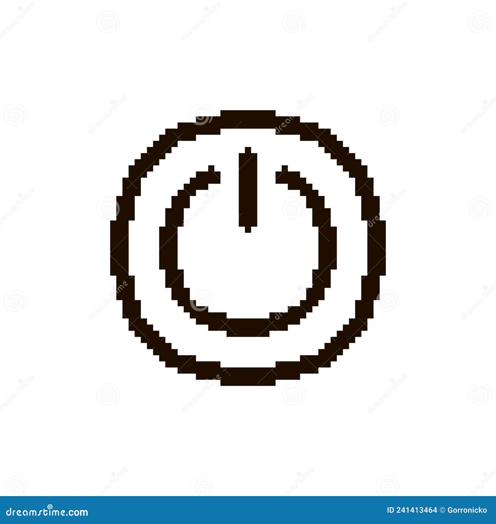 Simple Vector Flat Pixel Art Illustration of Black Icon Power on Button ...
