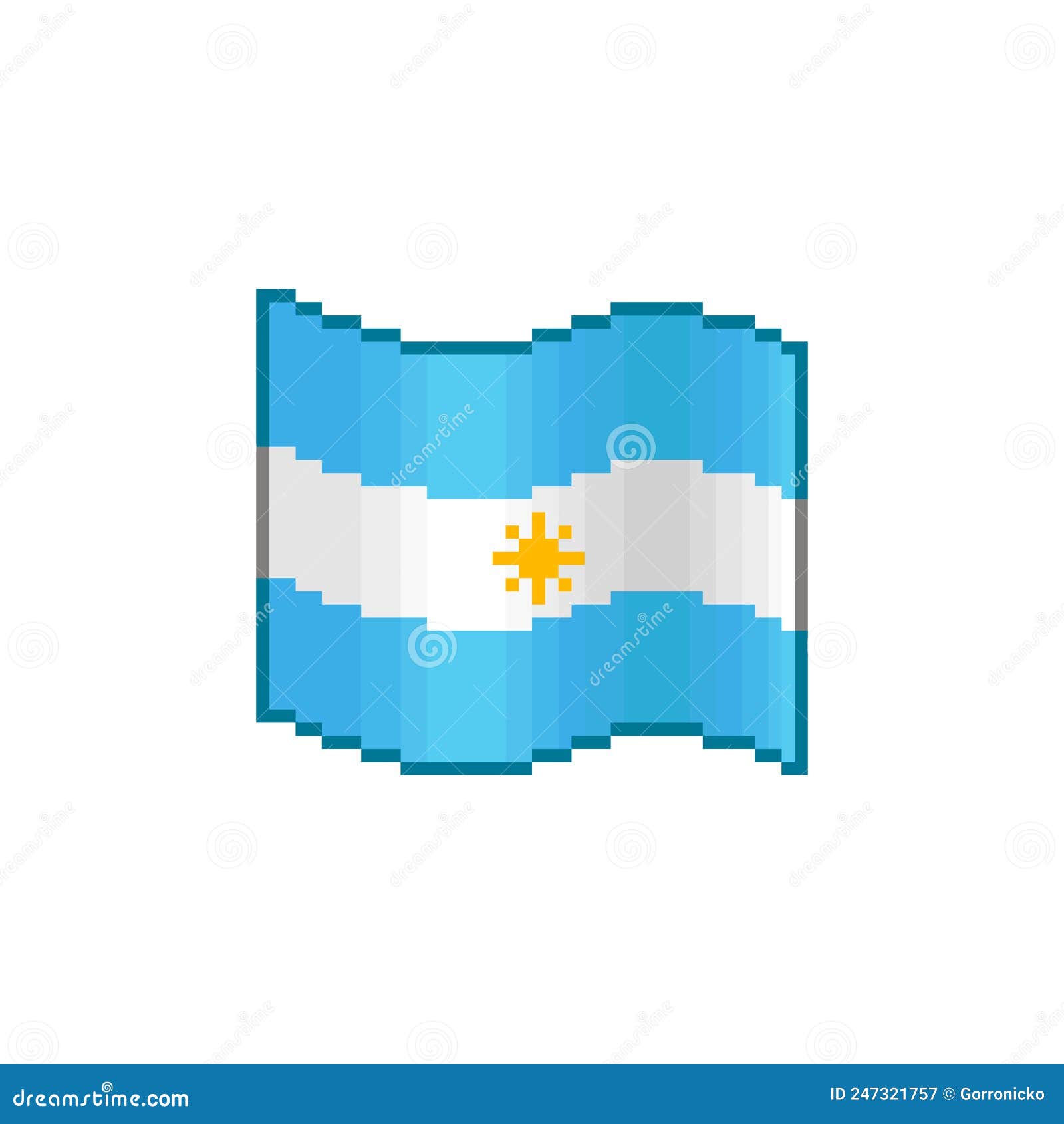 Simple Vector Flat Pixel Art Illustration of Flowing Flag of Argentina ... Simple Vector Flat Pixel Art Illustration of Flowing Flag of Argentina ...