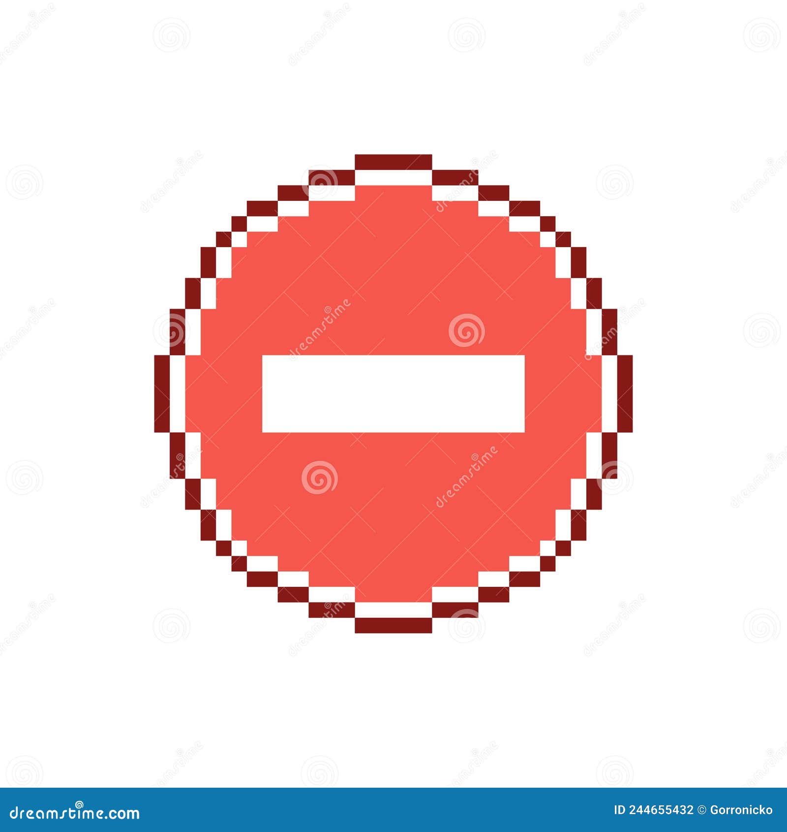 Simple Vector Flat Pixel Art Illustration Of No Entry Road Sign ...