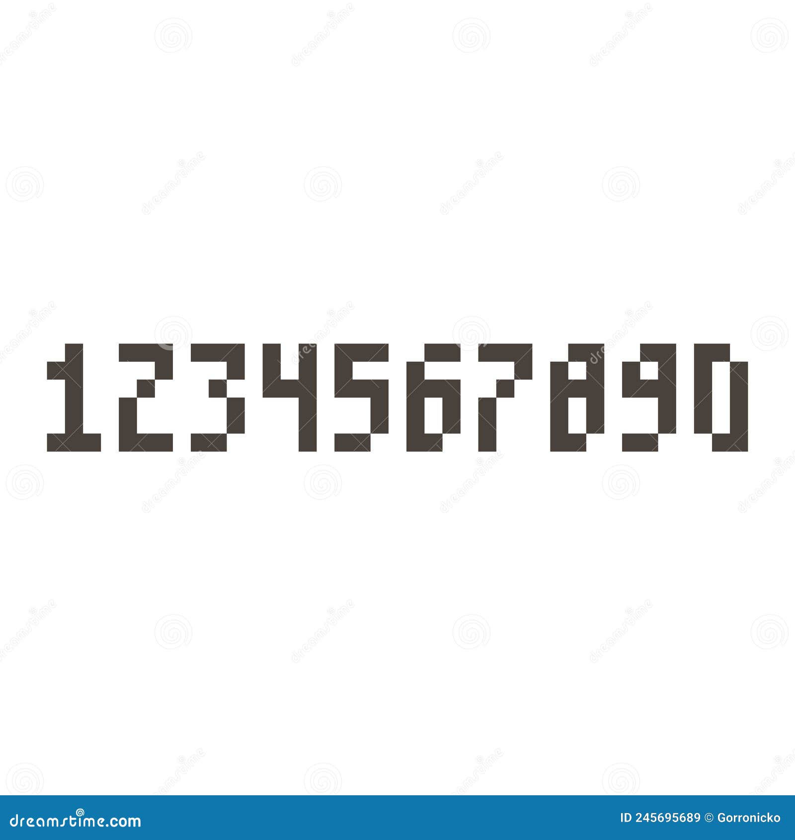 Simple Vector Flat Pixel Art Set of Numbers from One To Zero Stock ...