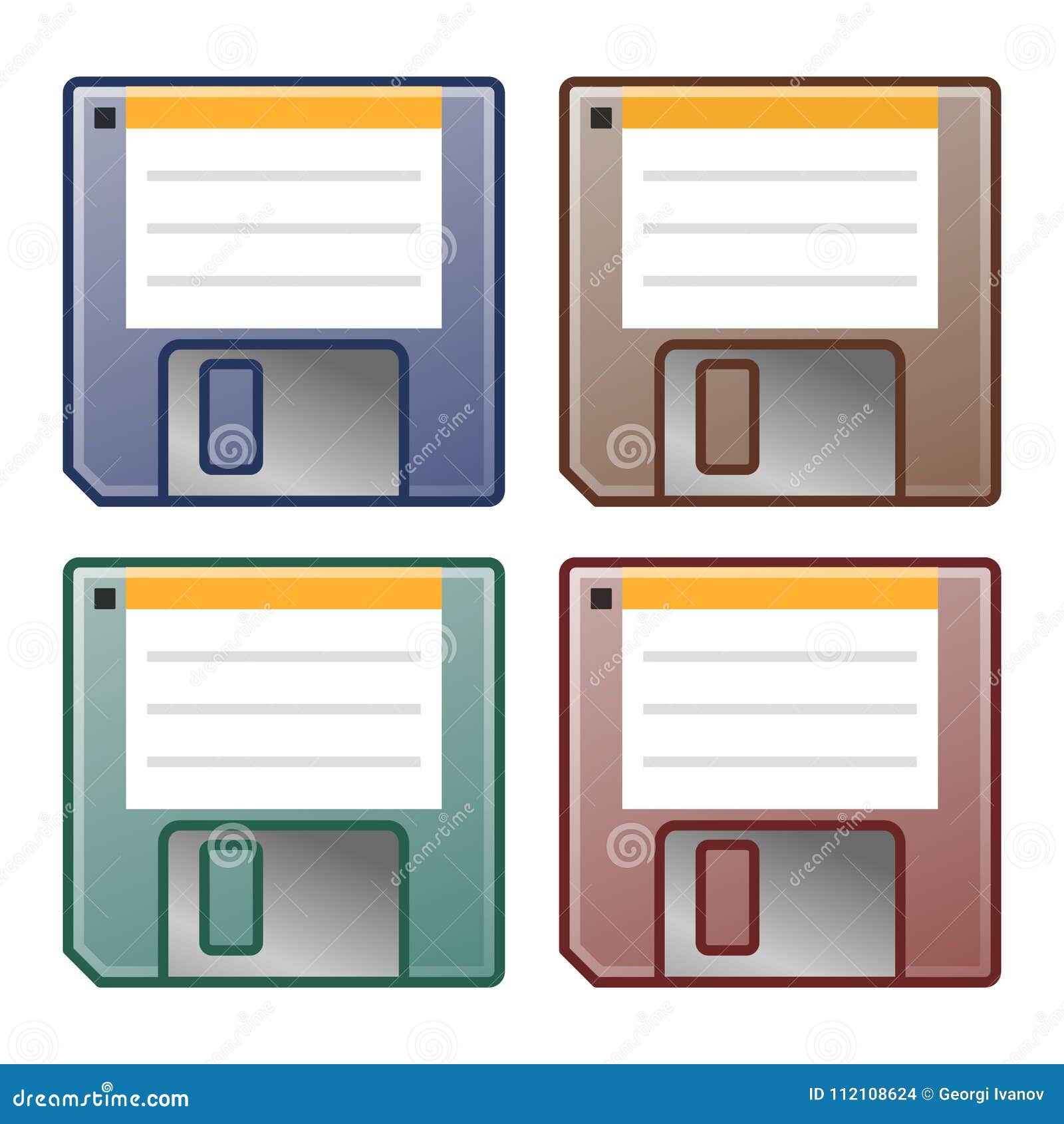 Simple, Vector Floppy Disk Icon. Four Color Variations Stock Vector ...
