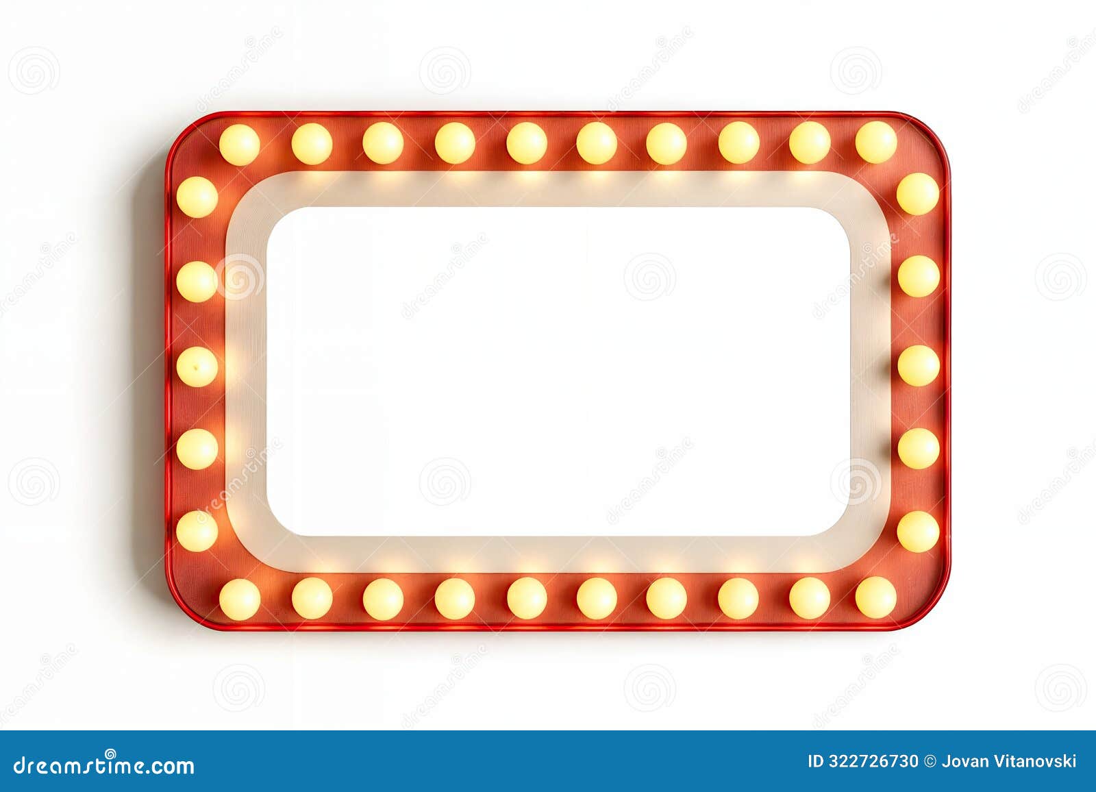 Bright Retro Marquee Frame with Glowing Lights on White Background ...