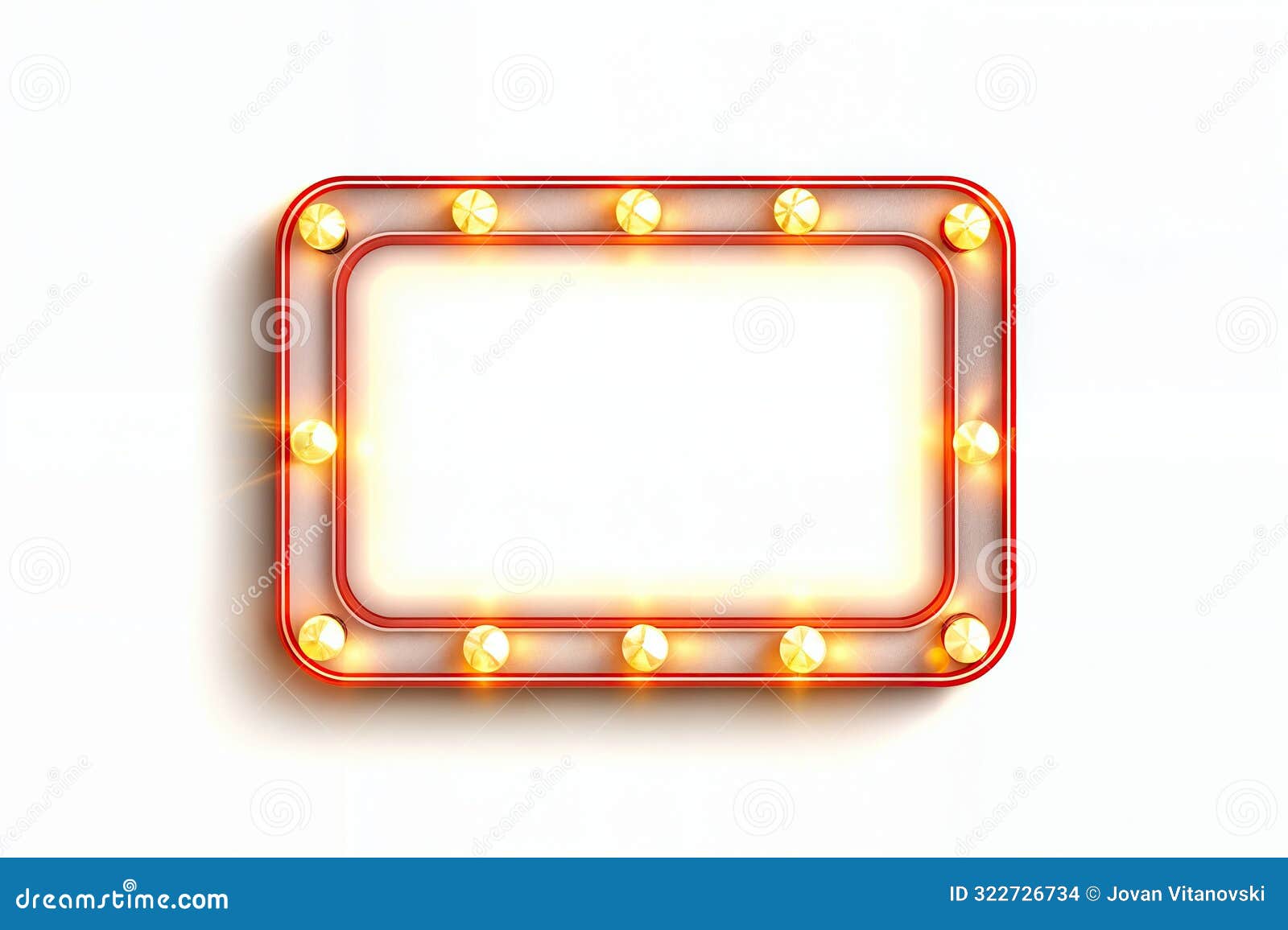 Bright Retro Marquee Frame with Glowing Lights on White Background ...