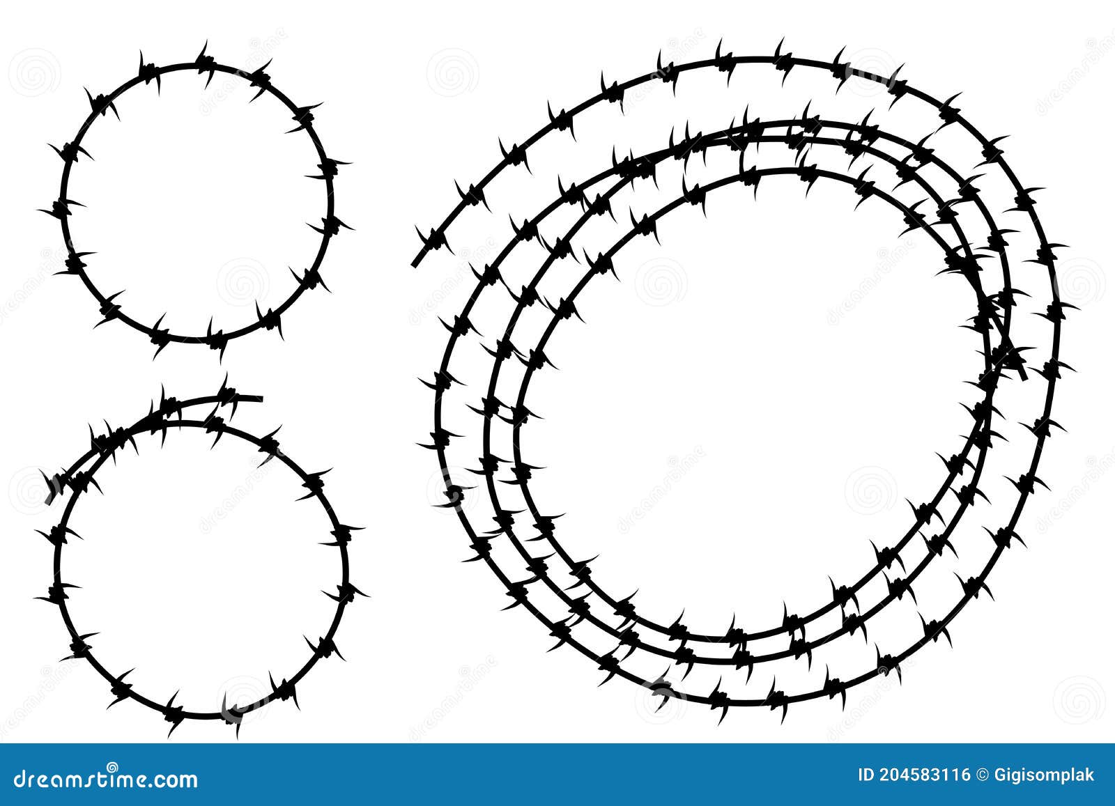 Simple Vector Frame Silhouette Barbed Wire, Circle Shape Stock Vector ...