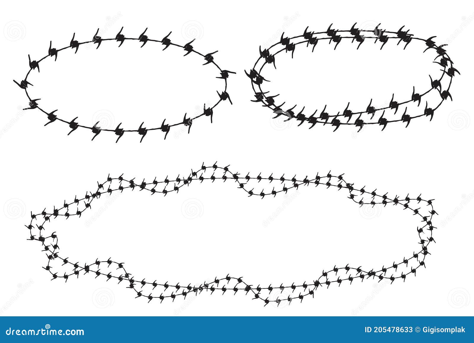 Simple Vector Frame Silhouette Barbed Wire, Oval Shape Stock Vector ...