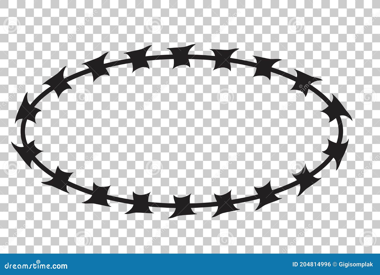 Simple Vector Frame Silhouette Barbed Wire, Oval Shape at Transparent ...