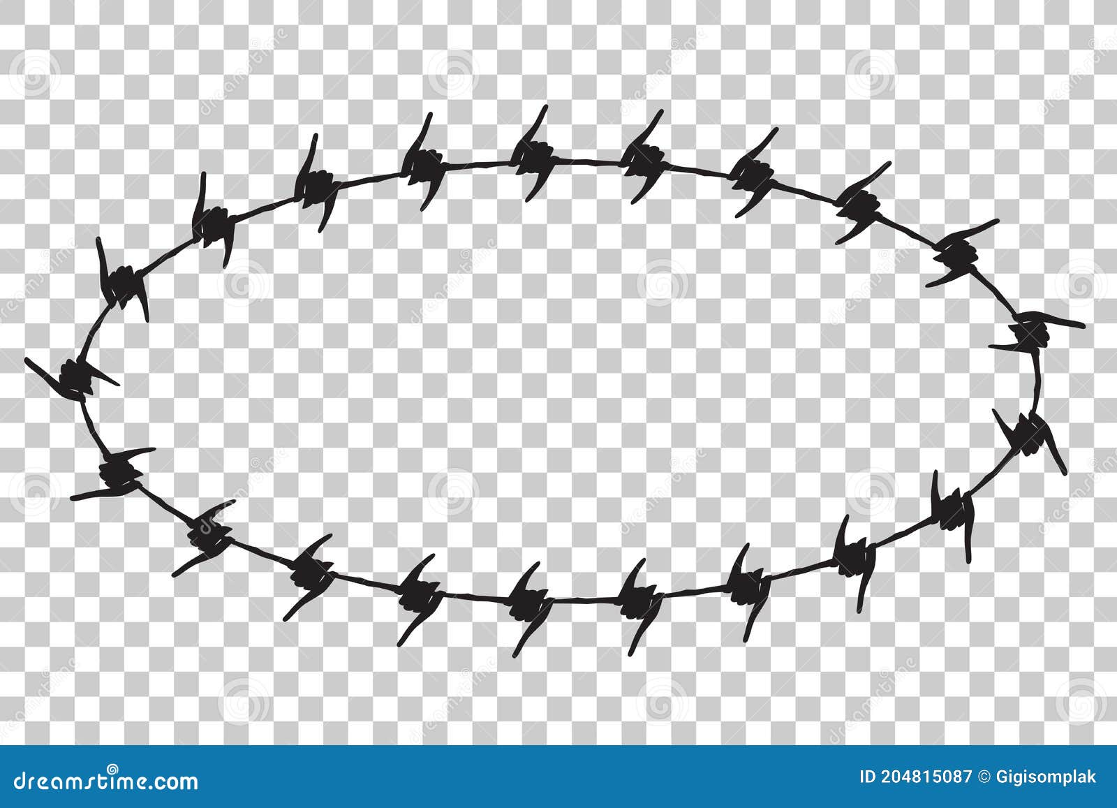 Simple Vector Frame Silhouette Barbed Wire, Oval Shape at Transparent ...