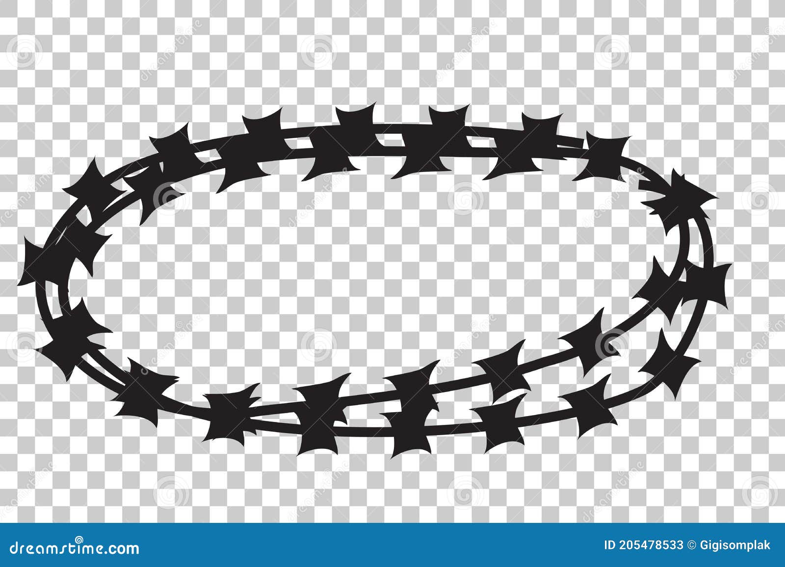 Simple Vector Frame Silhouette Barbed Wire, Oval Shape at Transparent ...
