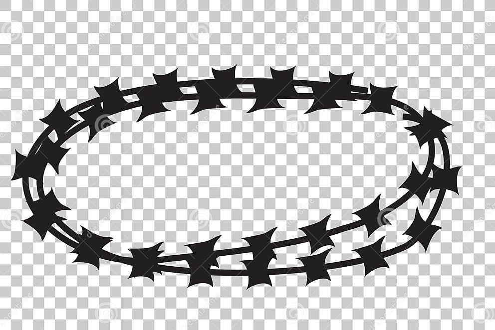 Simple Vector Frame Silhouette Barbed Wire, Oval Shape at Transparent ...