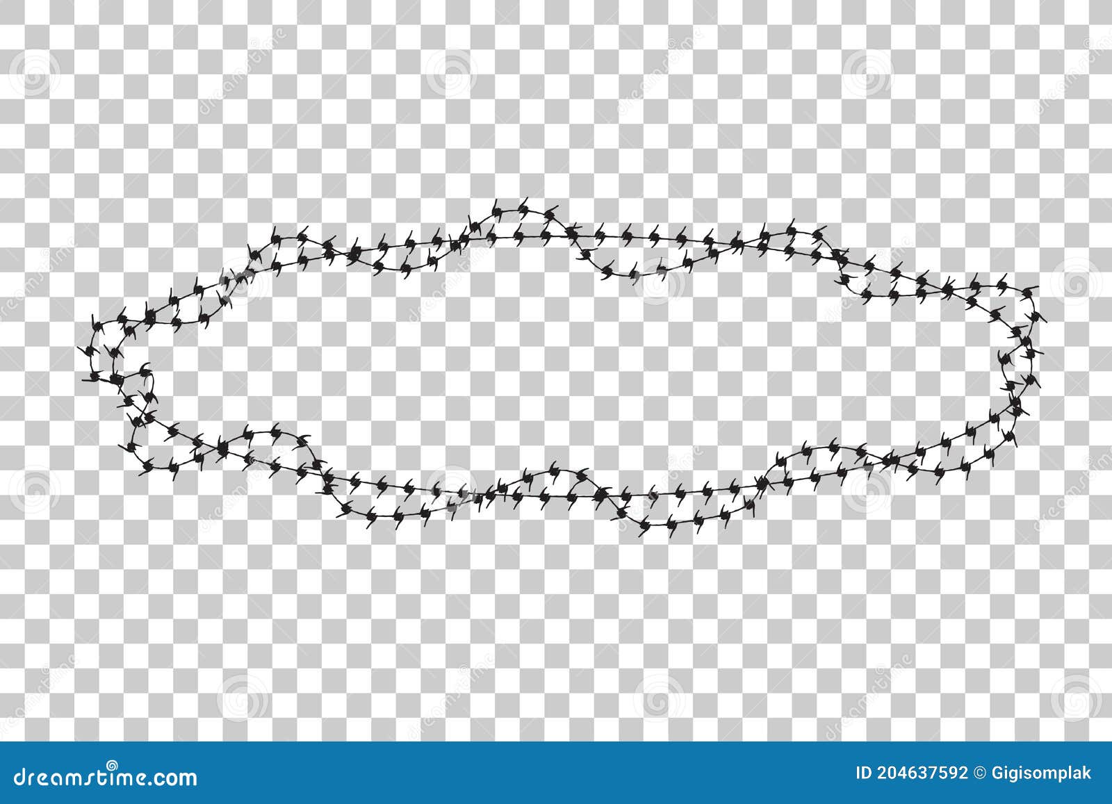 Simple Vector Frame Silhouette Barbed Wire, Oval Shape at Transparent ...