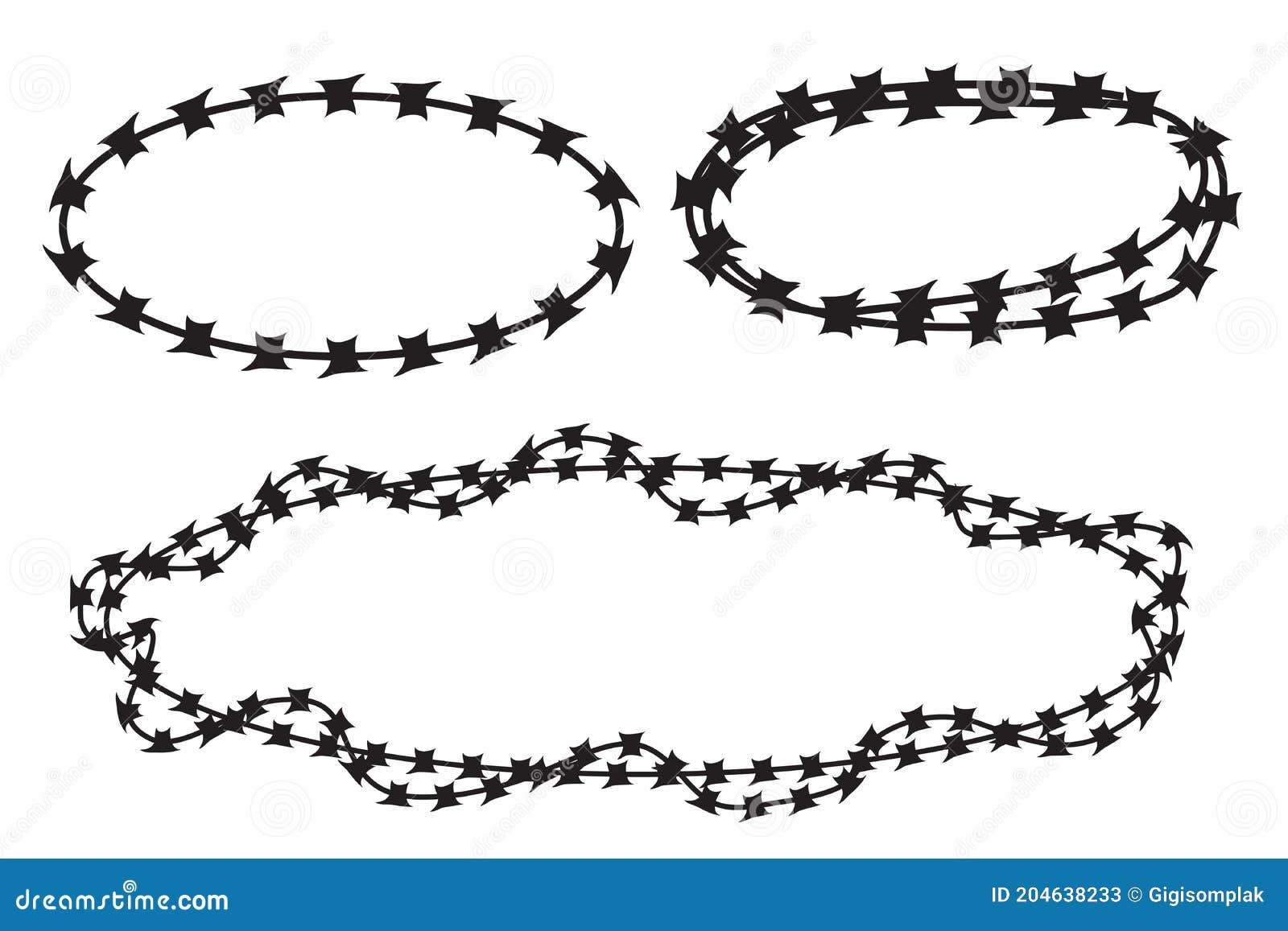 Simple Vector Frame Silhouette Barbed Wire, Oval Shape Stock Vector ...