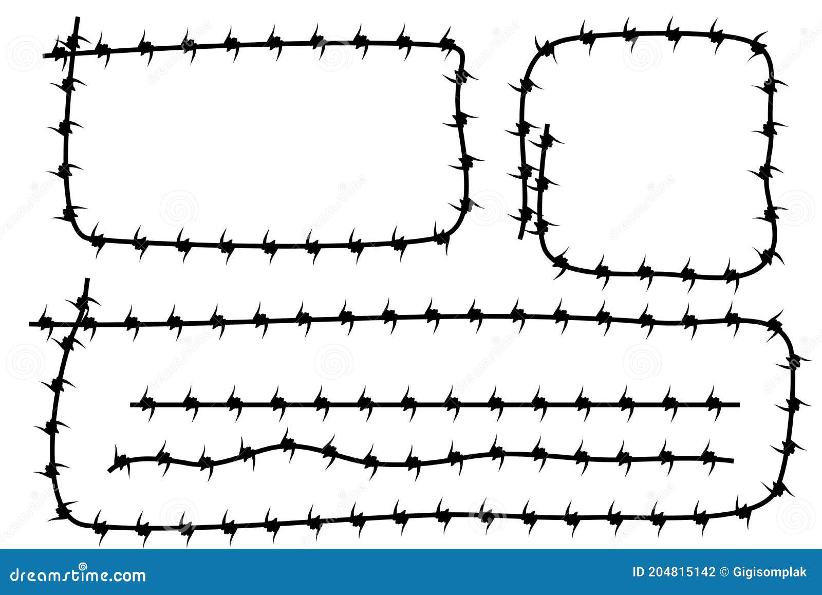 Simple Vector Frame Silhouette Barbed Wire, Rectangle, Square, Rounded ...