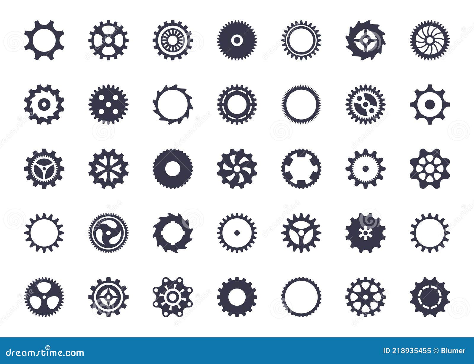 Simple Vector Gear Wheel Icons on White Stock Vector - Illustration of ...