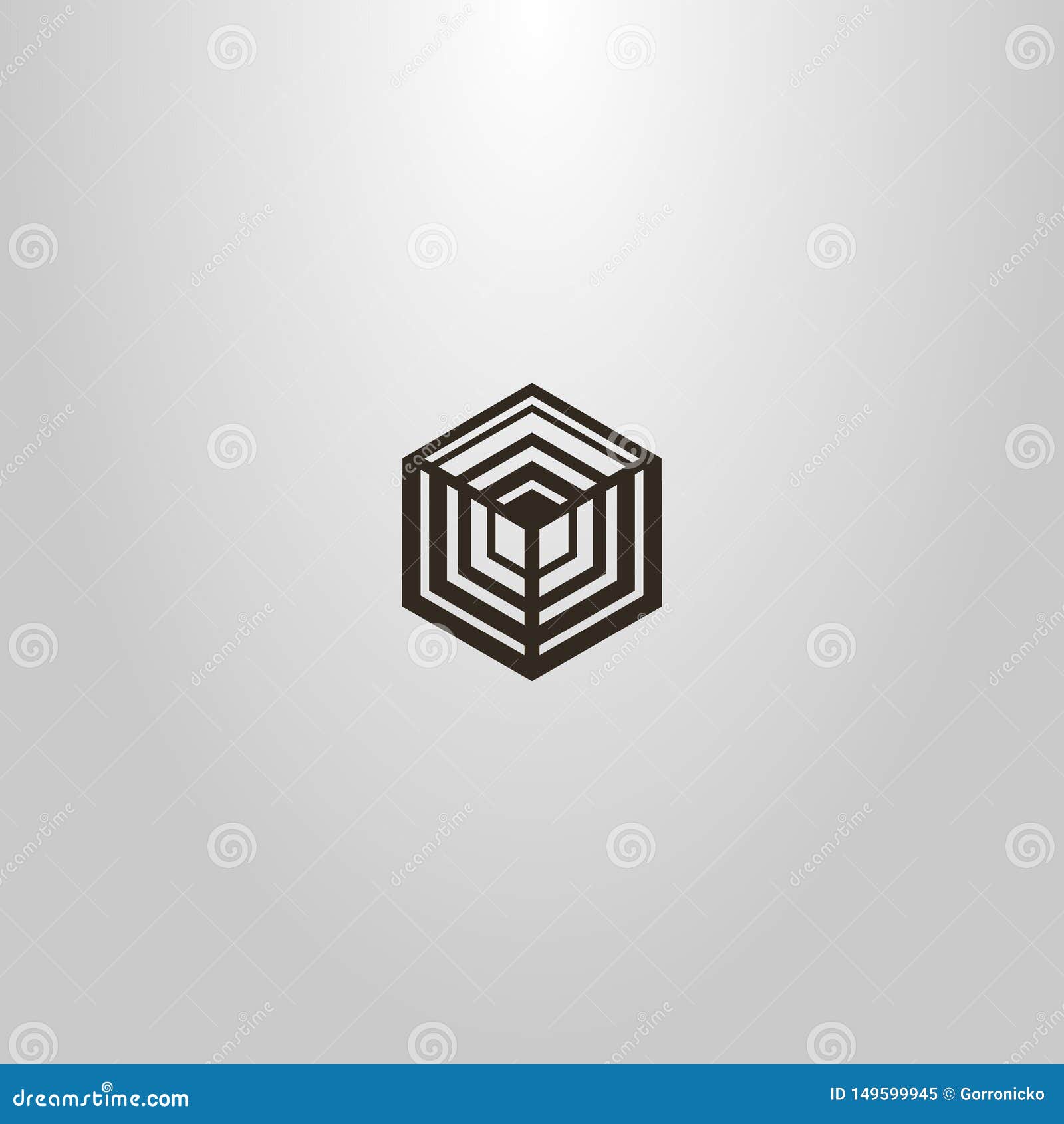 Simple Vector Geometric Line Art Sign of the Hexagon Cubic Structure ...