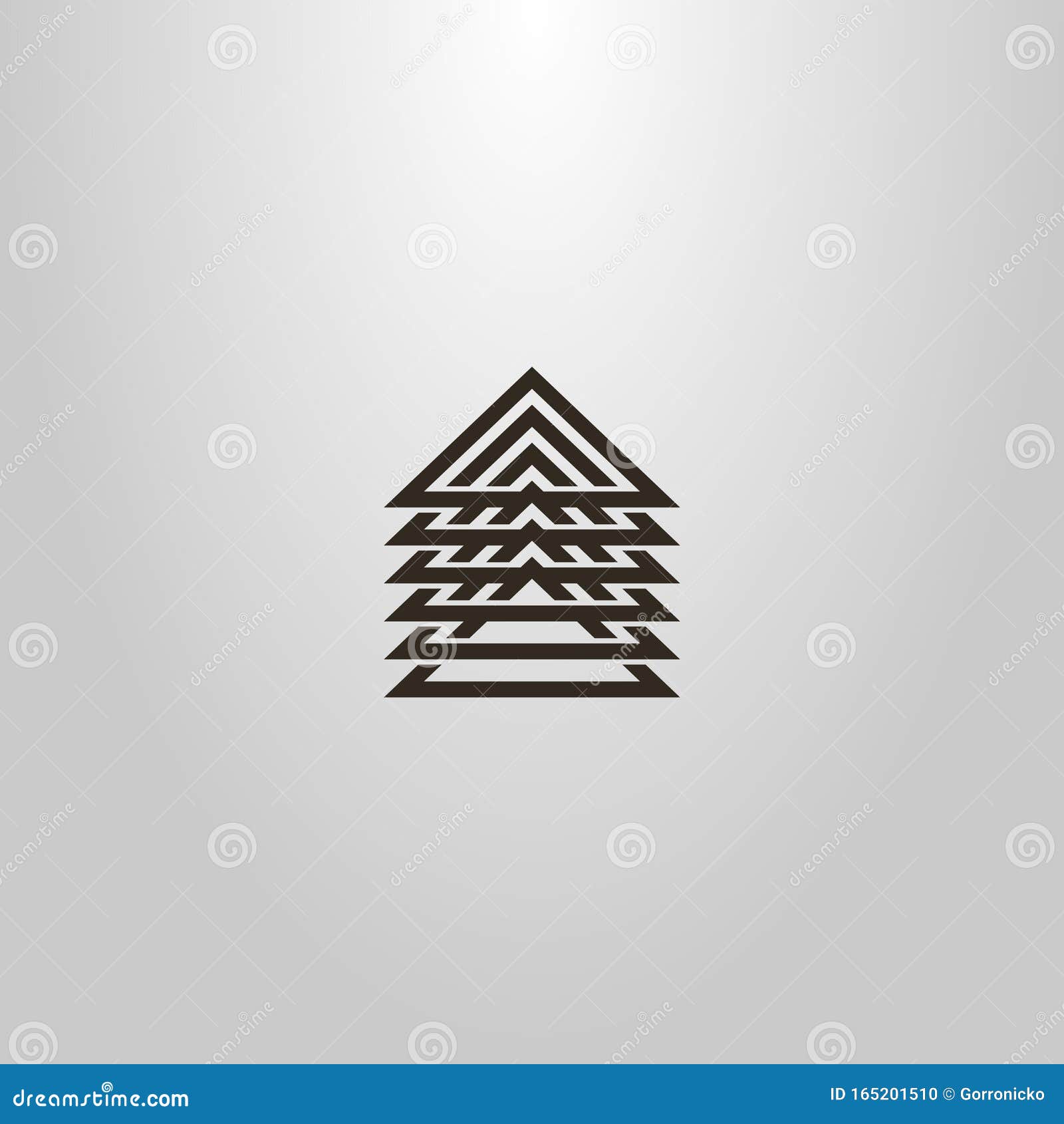 Simple Vector Geometric Line Art Sign of Several Triangles Stacked on ...