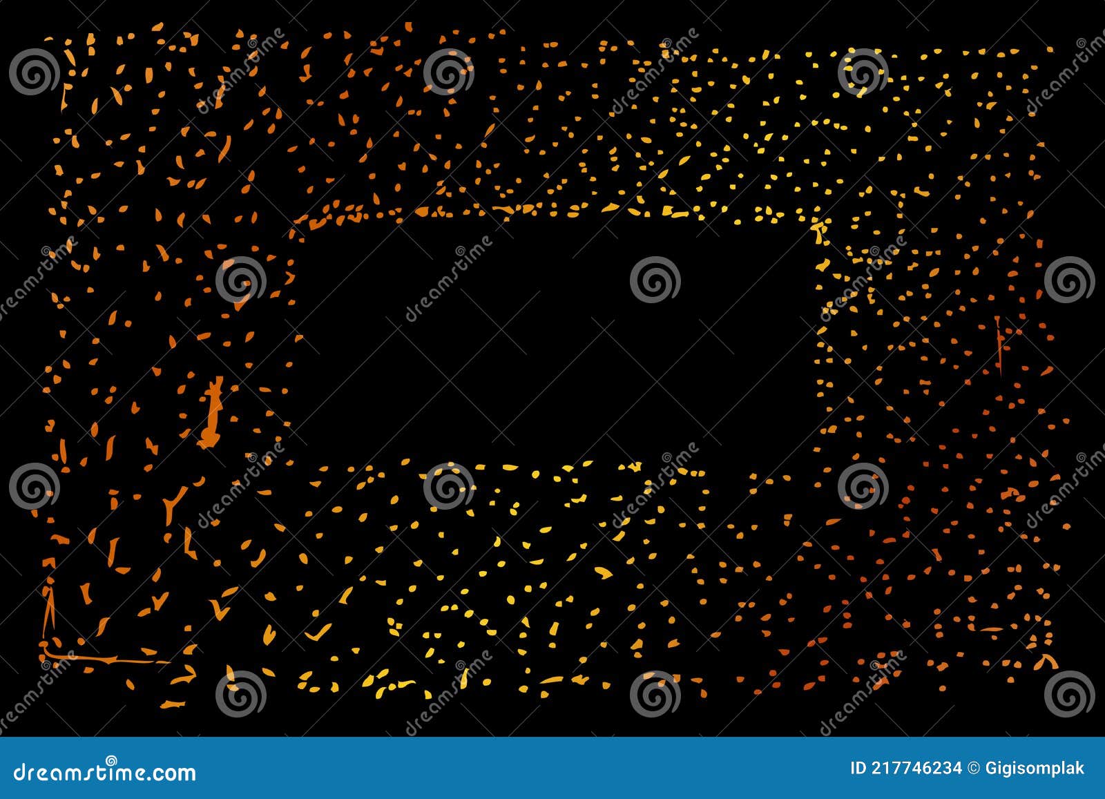 Simple Vector Golden Frame from Dot and Splat, Rectangle Hole for ...