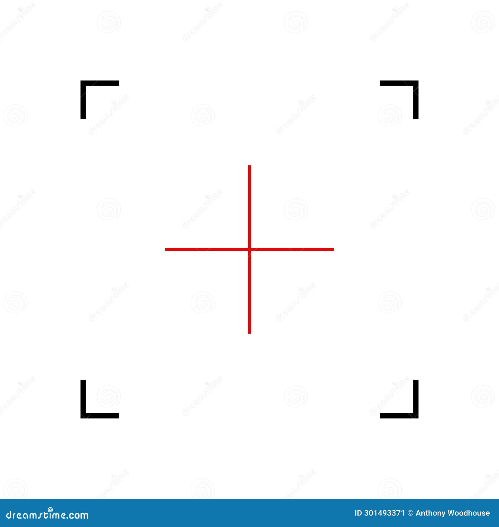 Simple Vector Graphic of a Camera Viewfinder with a Red Cross in the ...