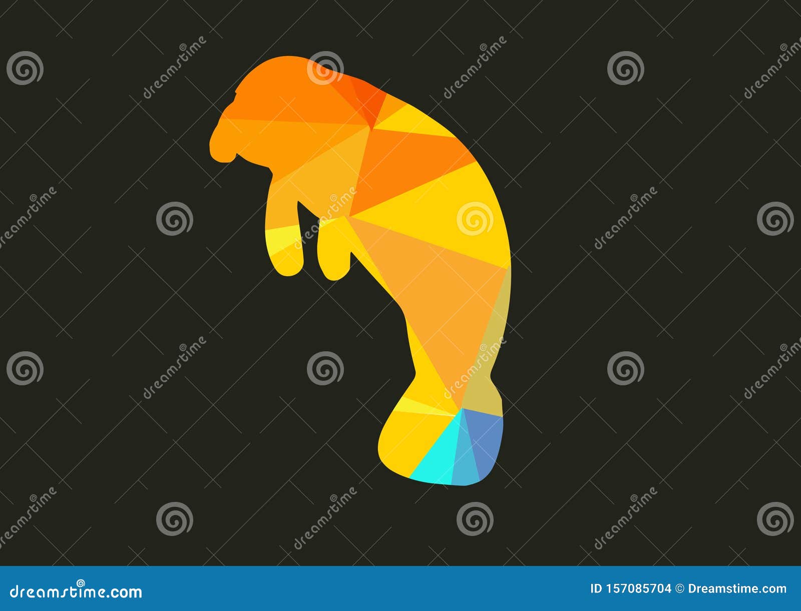 Manatee Logo Made of Triangles Geometric in Shades of Orange Stock ...