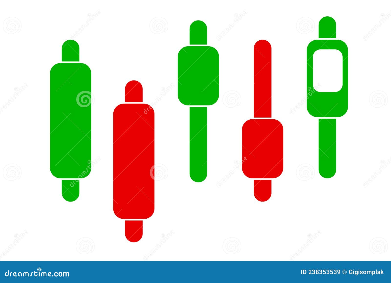 Simple Vector Green and Red Candle Stick Graphic Chart Stock Vector ...