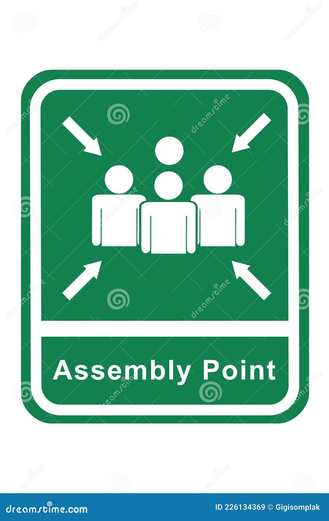 White Assembly Point Sign On Blue Stock Image | CartoonDealer.com #51965893