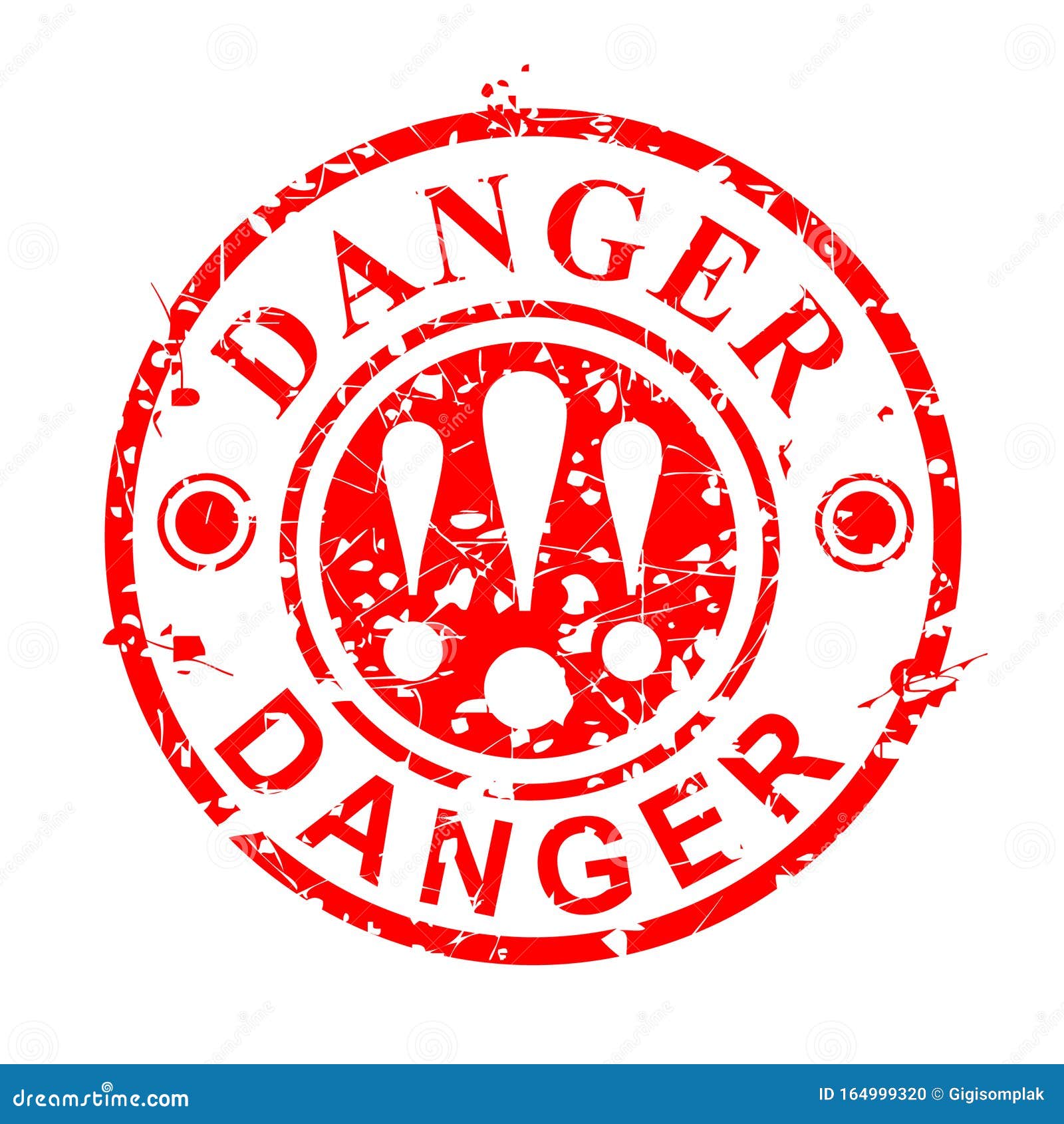 Simple Vector Grunge Circle Red Rubber Stamp, Danger, Isolated on White ...
