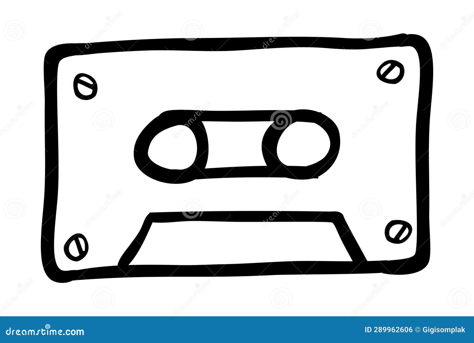 Simple Vector Hand Draw Doodle Cassette, Isolated on White Stock ...