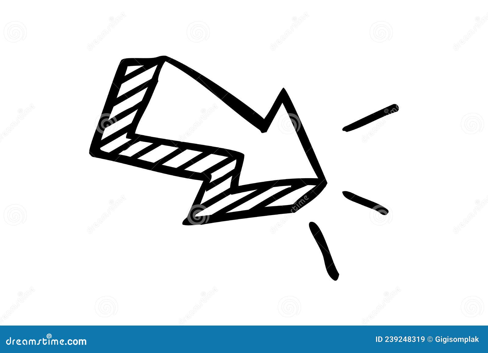 Simple Vector Hand Draw Sketch, Arrow or Pointer, Isolated on White ...