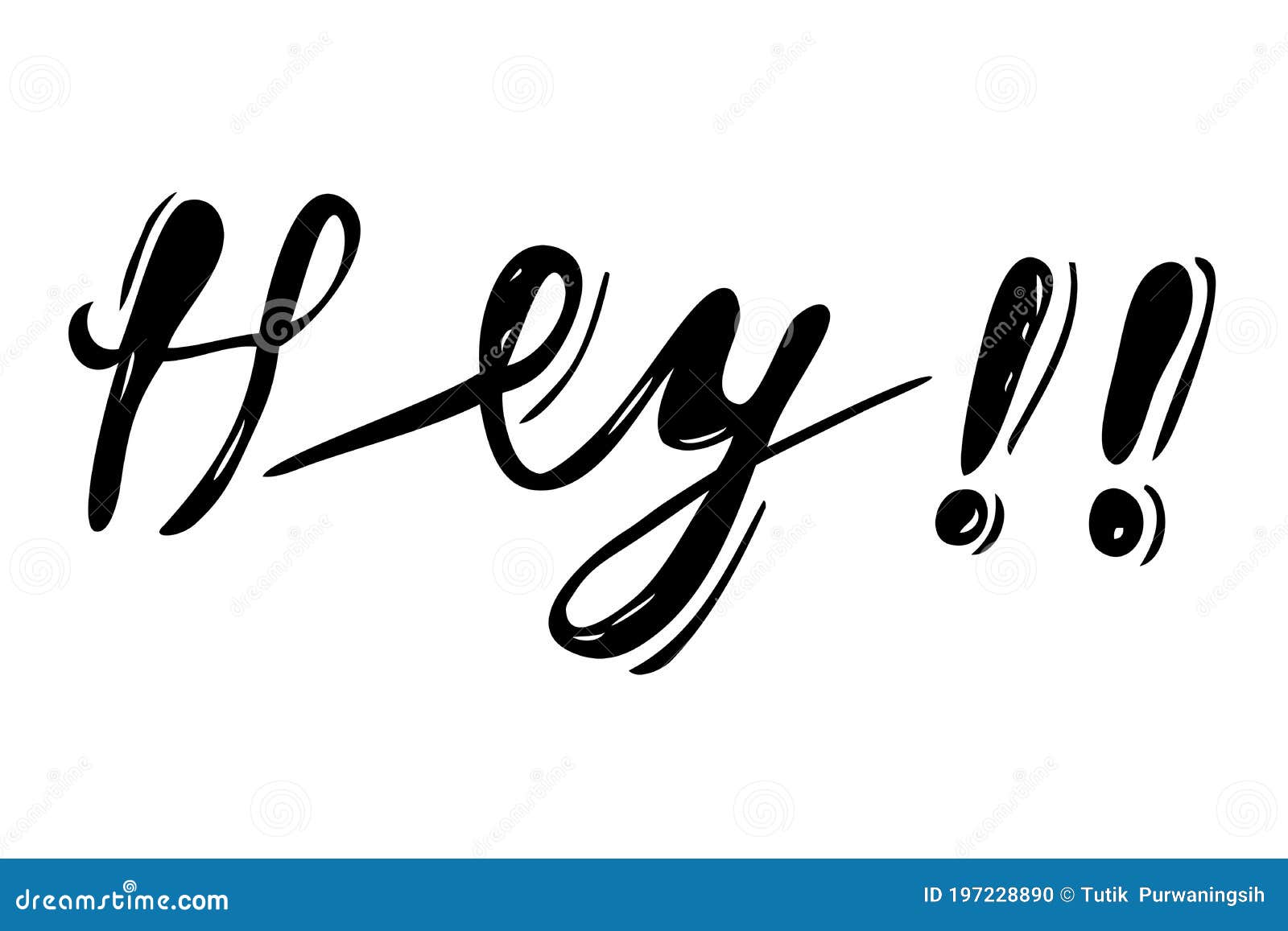 Simple Vector Hand Draw Sketch, Black Lettering, Hey Stock Vector ...